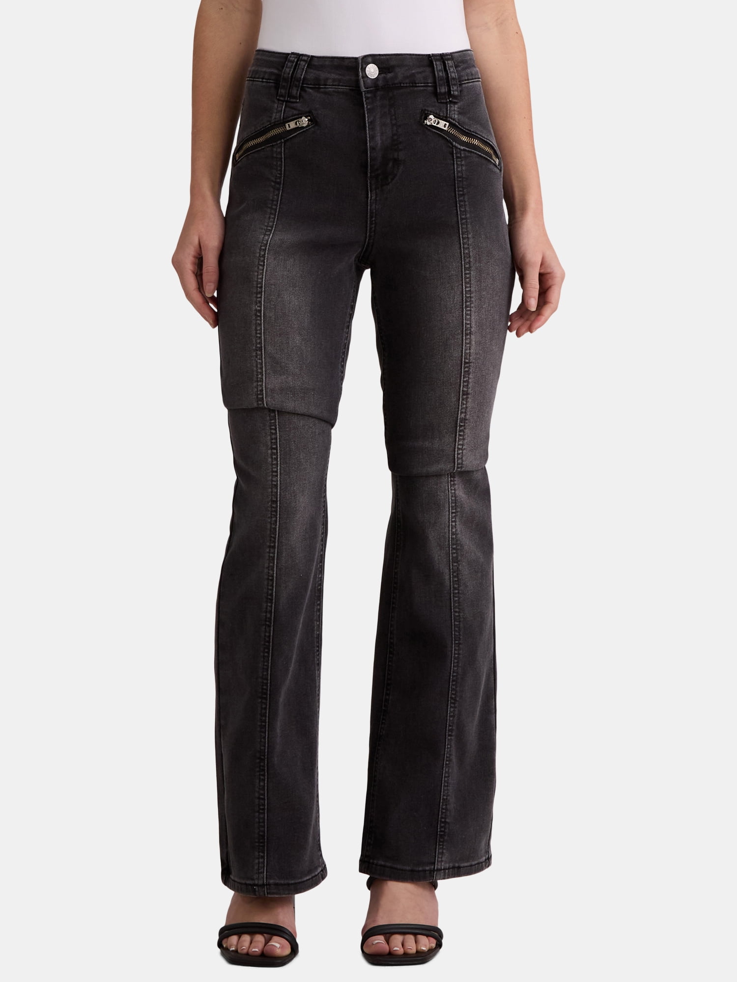 Madden NYC Midrise Moto Bootcut Jean, Women's - Walmart.com