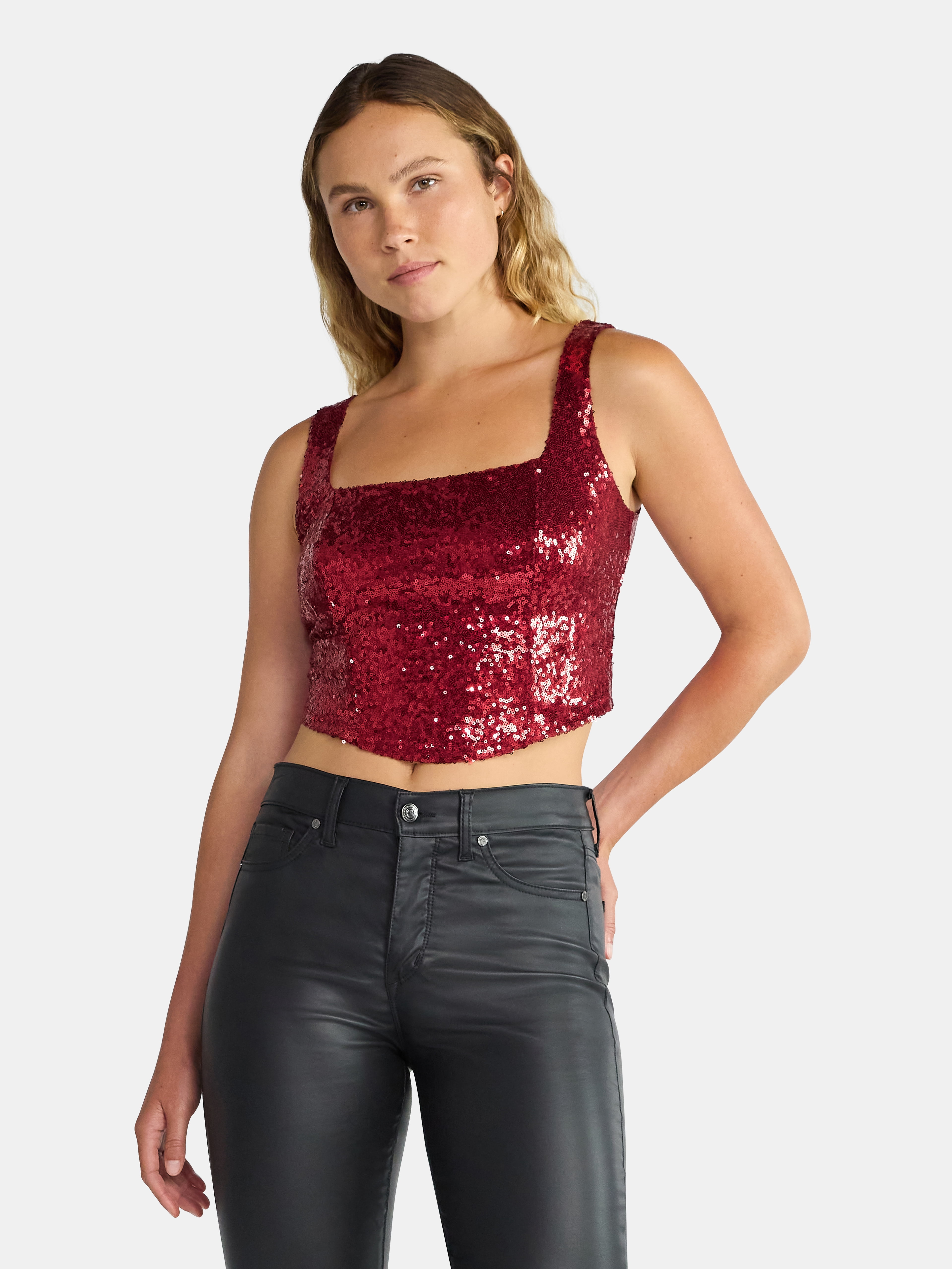 Madden NYC Sequin Corset Top, Women's - Walmart.com