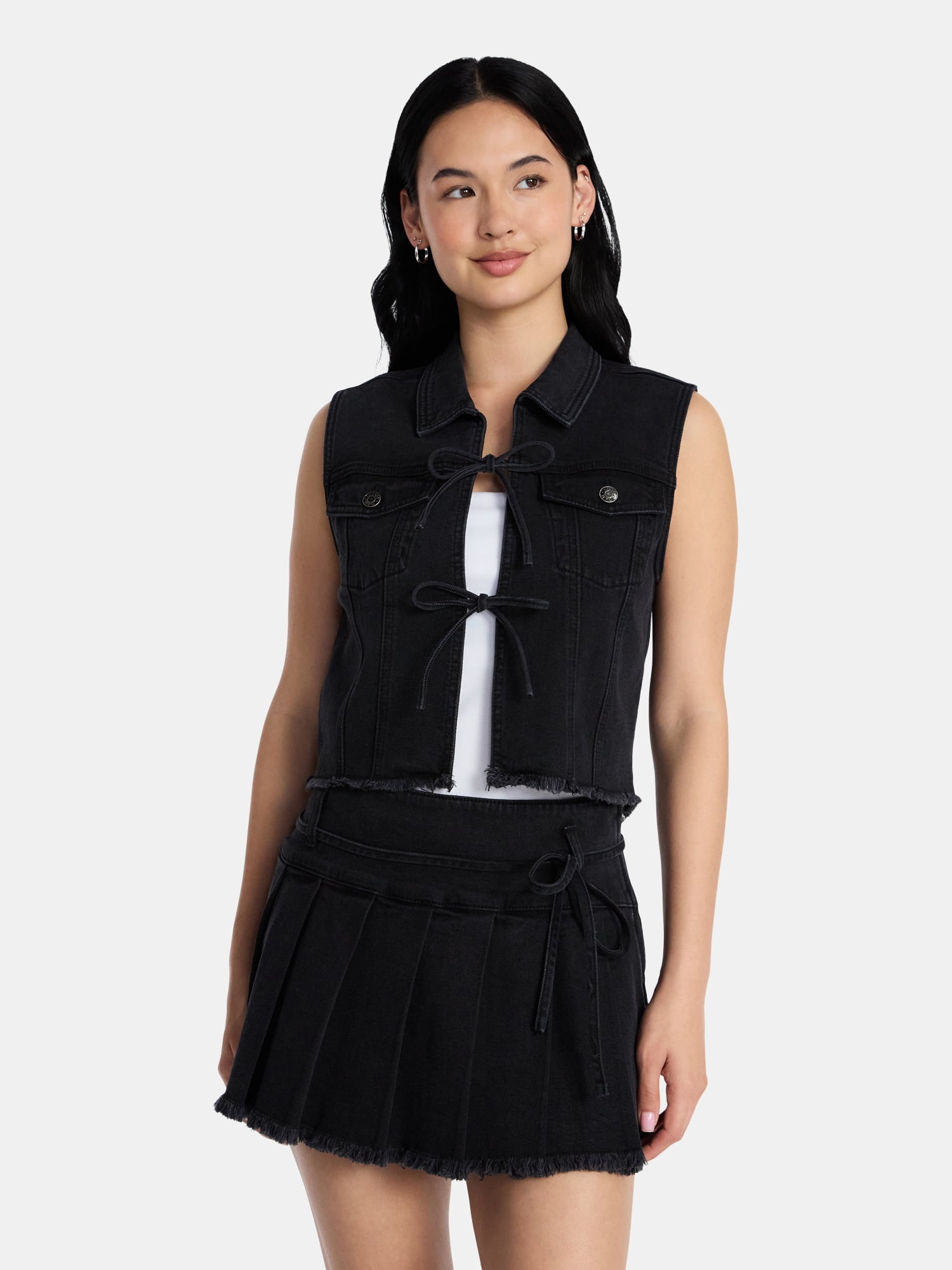 Madden NYC Women’s Tie Front Denim Vest, Sizes XXS-XXL - Walmart.com