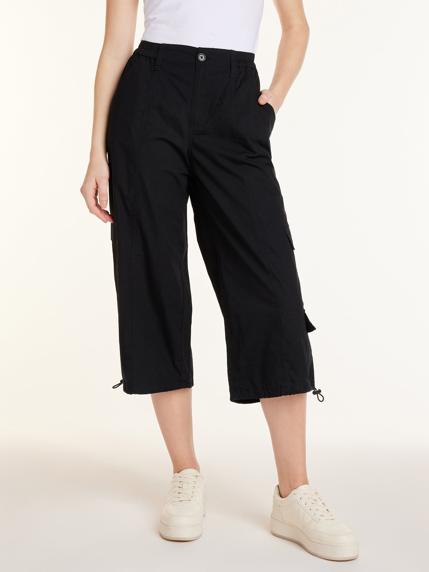 Madden NYC Women's Cotton Cargo Capri Pants, 22” Inseam, Sizes XS-XXXL ...