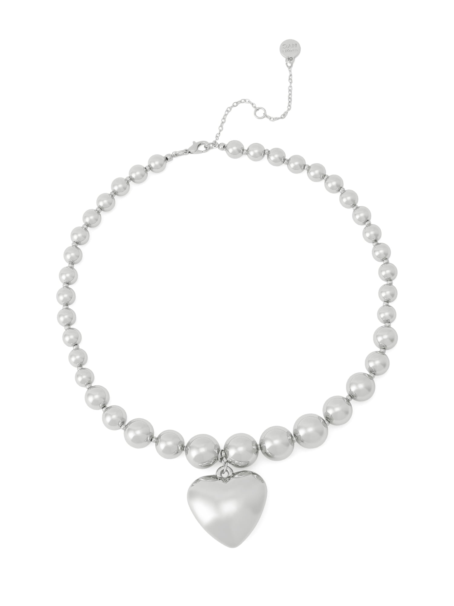 Madden NYC Women's Fashion Rhodium Puffy Heart Pendant Necklace ...