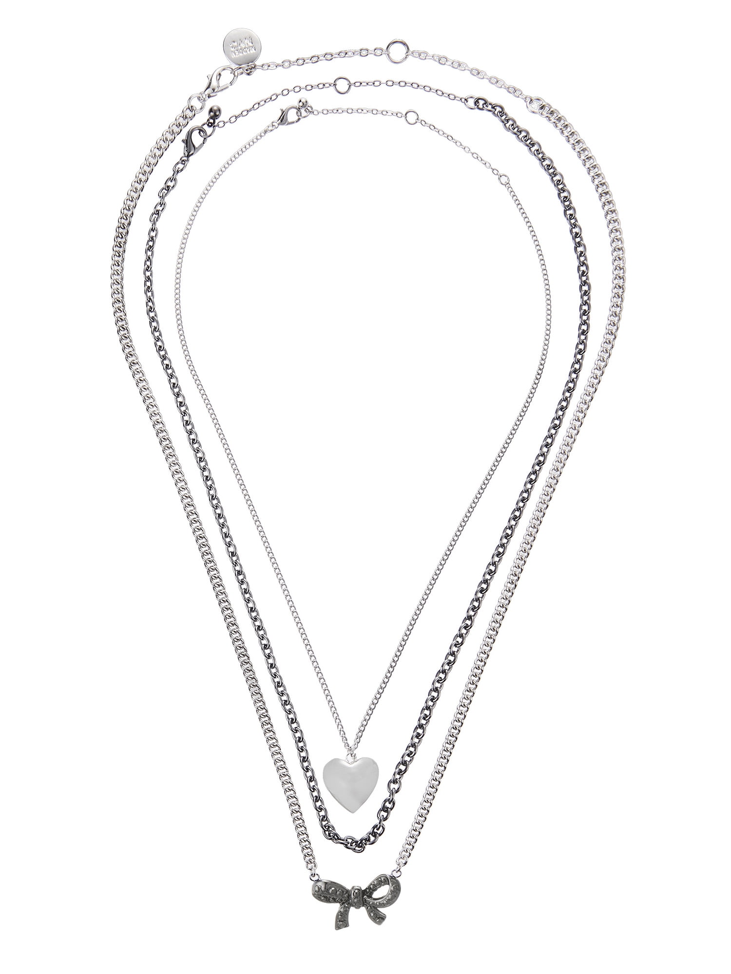Madden NYC Women's Fashion Rhodium Romantic Heart & Bow Charm Pendant ...