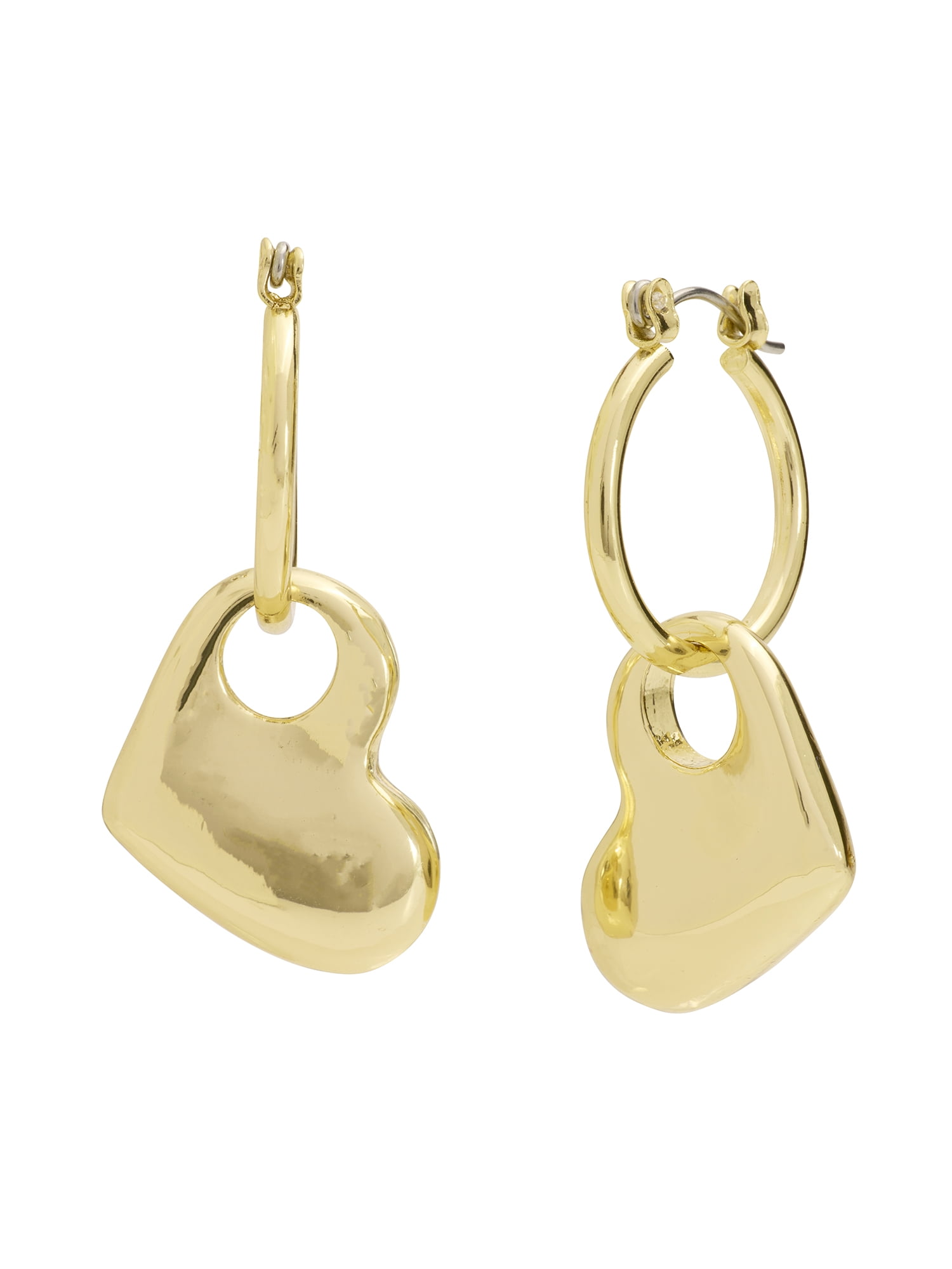 Madden NYC Women's Gold Tone Heart Charm Huggie Earrings - Walmart.com