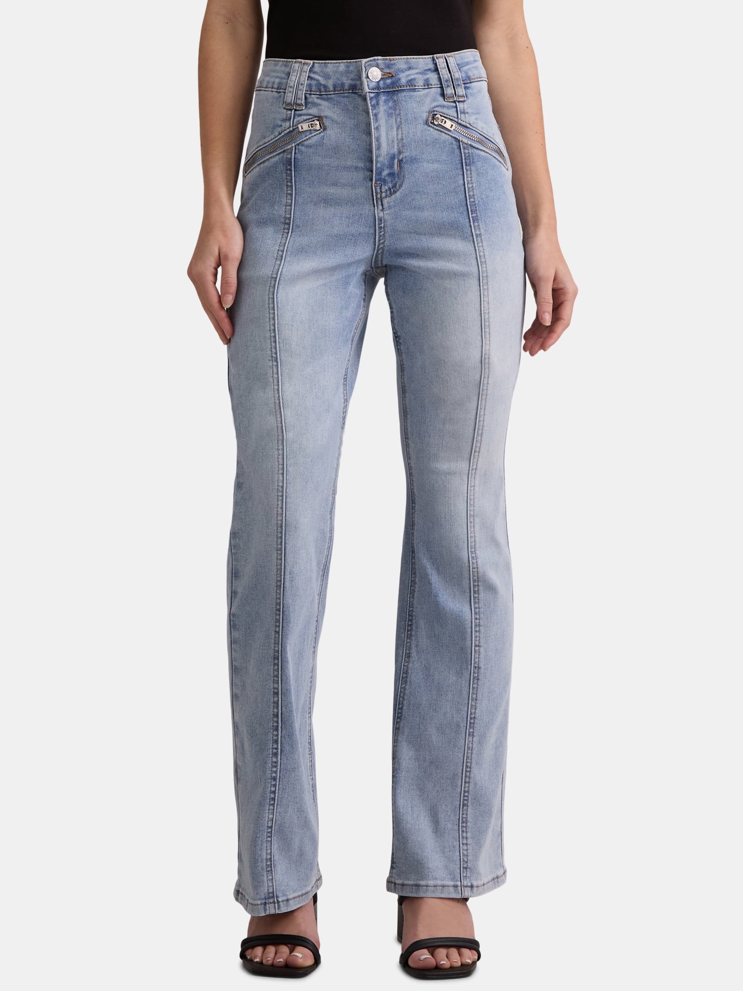 Madden NYC Women's Mid-Rise Moto Bootcut Jeans - 32 Inseam - Walmart.com