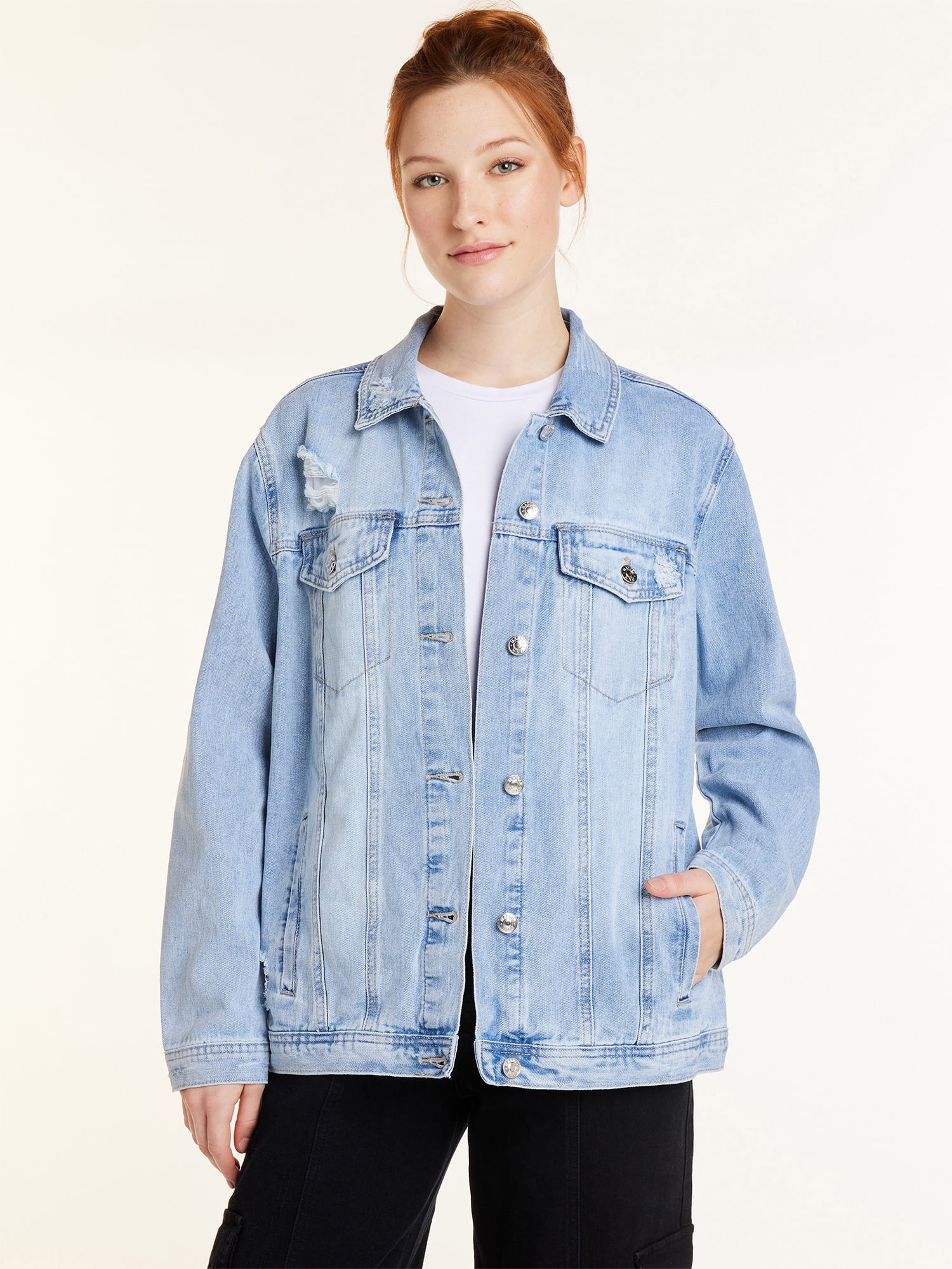 Madden NYC Women's Oversized Denim Jacket, Sizes XS-XXXL - Walmart.com