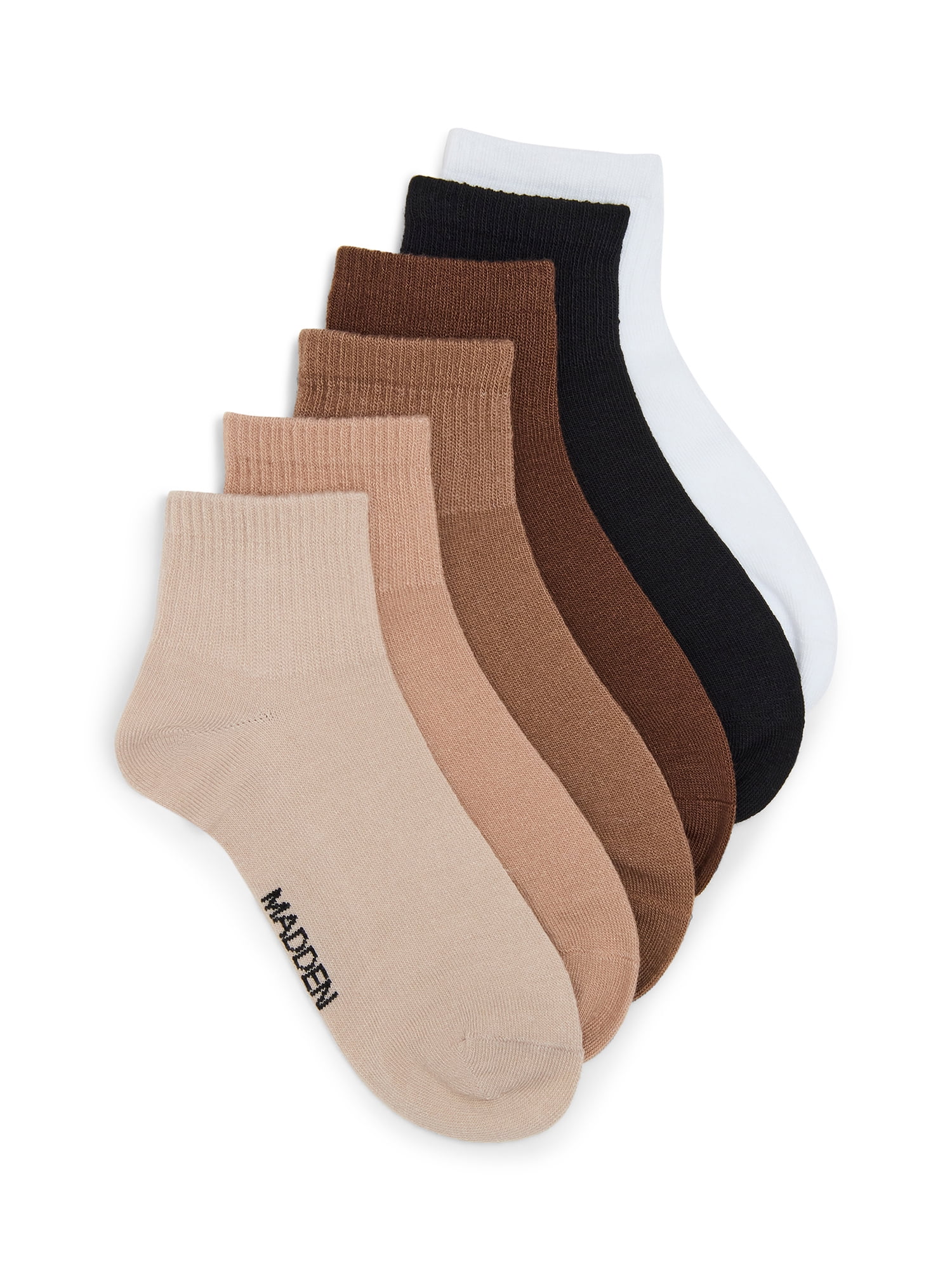 Madden NYC Women's Quarter Sock, 6-Pack, Fits Shoe Size 5-10 - Walmart.com