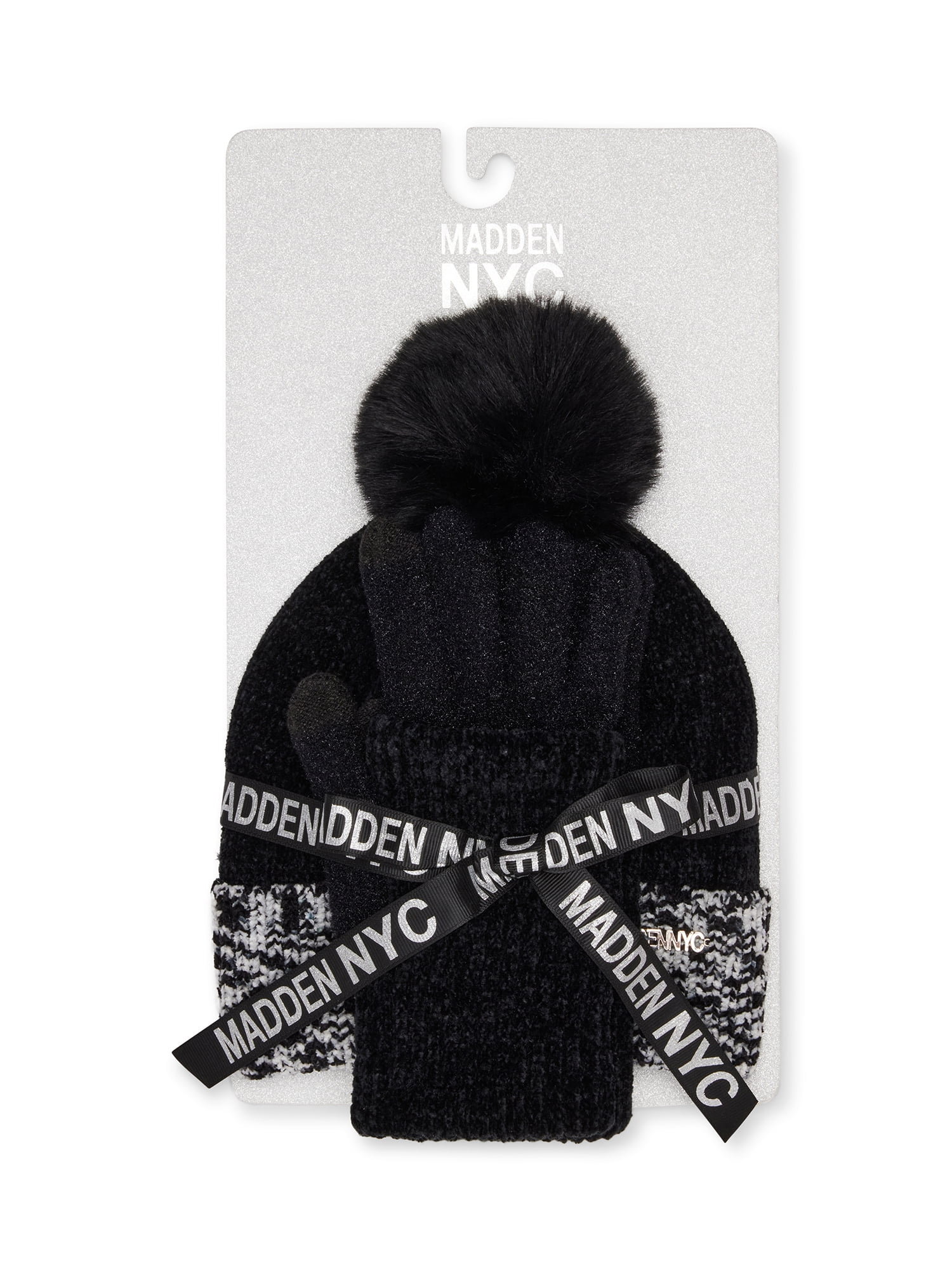 Madden Nyc Women's Chenille Beanie And Cuffed Gloves, 2-Piece Gift Set ...