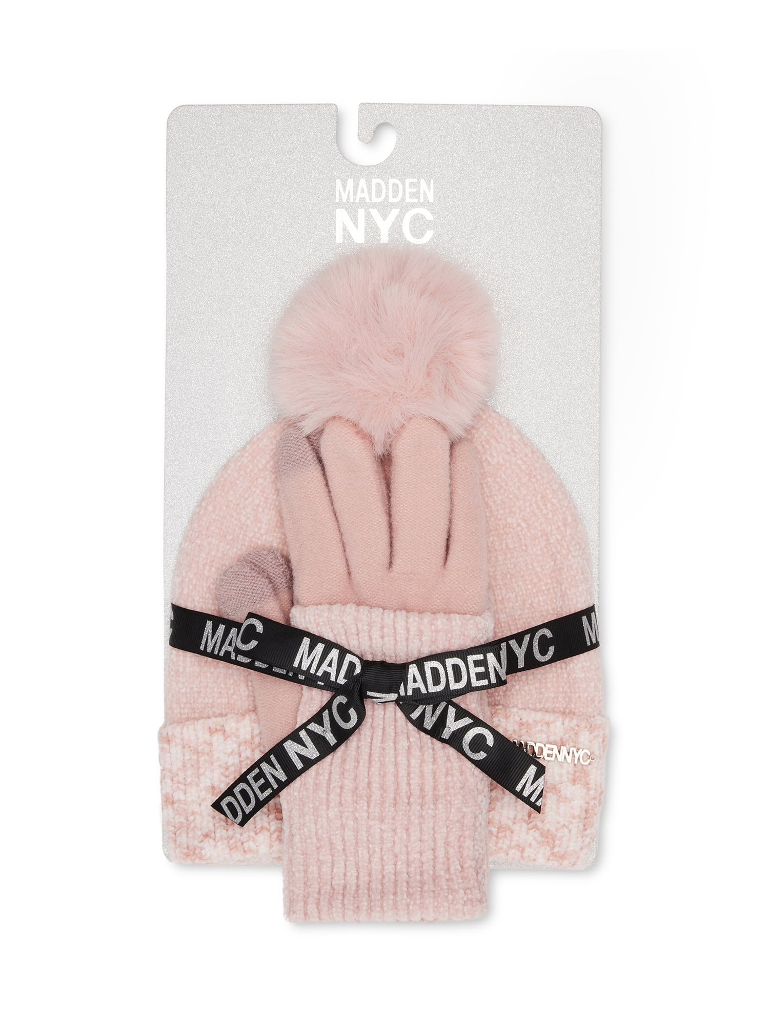 Madden Nyc Women's Chenille Beanie And Cuffed Gloves, 2-Piece Gift Set ...