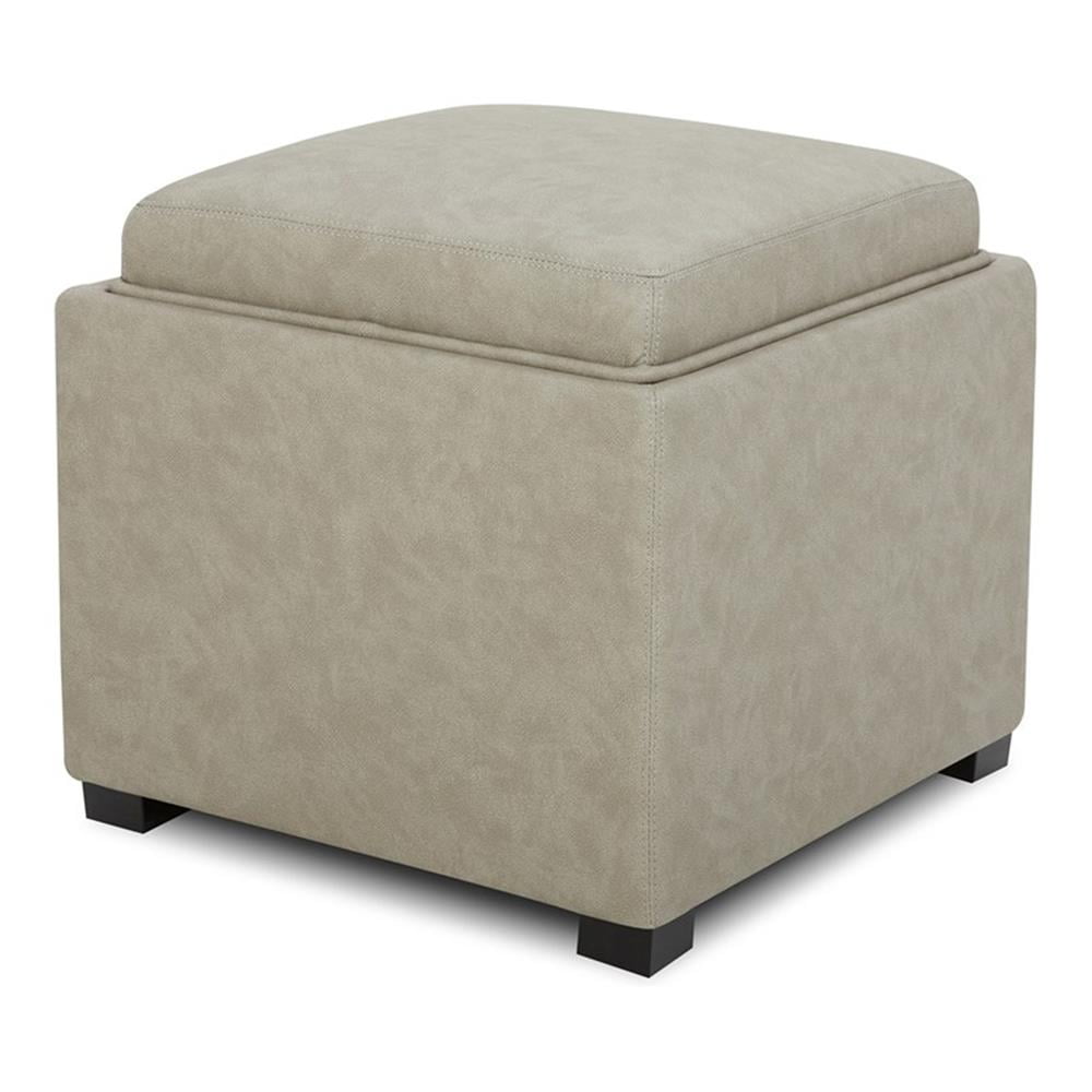 Maddie Home Faux Leather Upholstered Storage Stool Ottoman in Gray ...