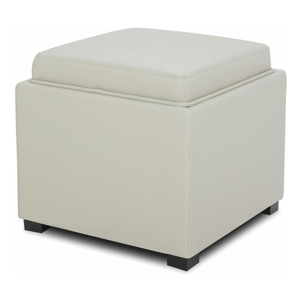 Maddie Home Faux Leather Upholstered Storage Stool Ottoman in Gray ...