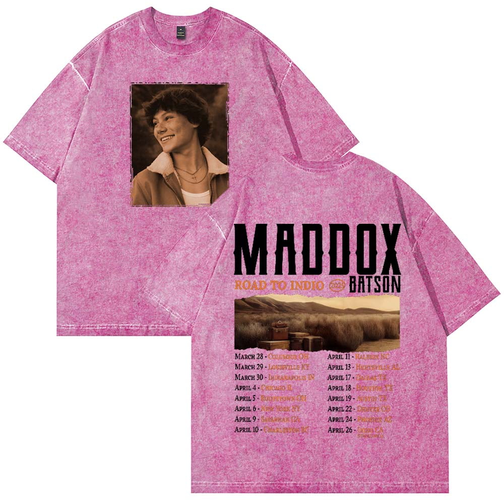 Maddox Batson Road To Indio Tour 2025 Merch T-Shirt Vintage Wash Tee ...