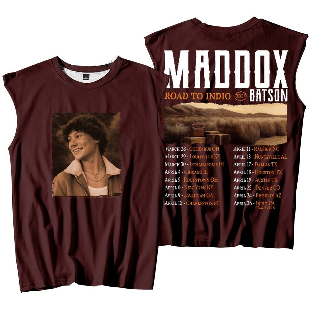 Maddox Batson Road To Indio Tour 2025 Merch Tank Tops Sleeveless Sport ...
