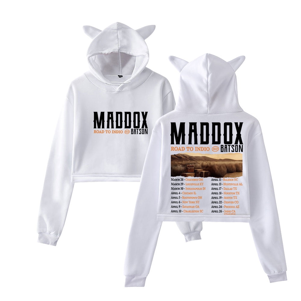 Maddox Batson Road To Indio Tour Logo Merch Pullover Female Cat Ears ...