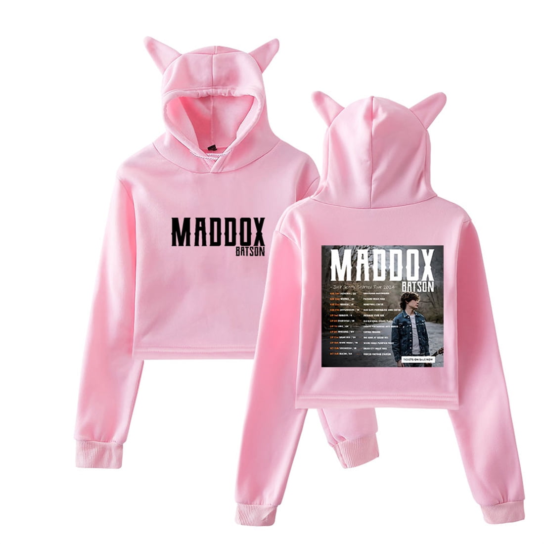 Maddox Batson Tour 2024 Cat Ear Hoodie Fashion Short Sweatshirt ...