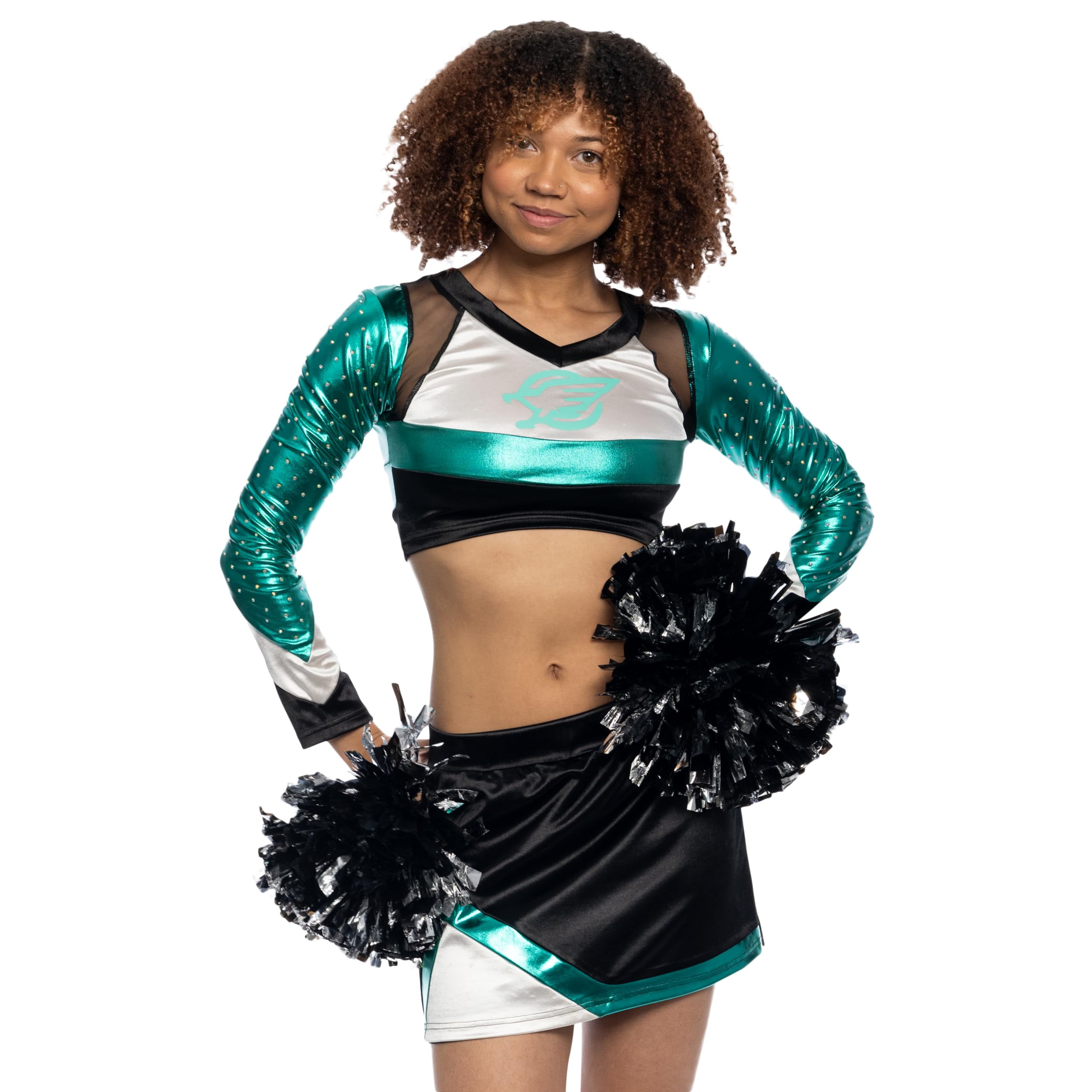 Maddy Cheerleader High School Top Skirt and Poms Set Halloween Costume ...