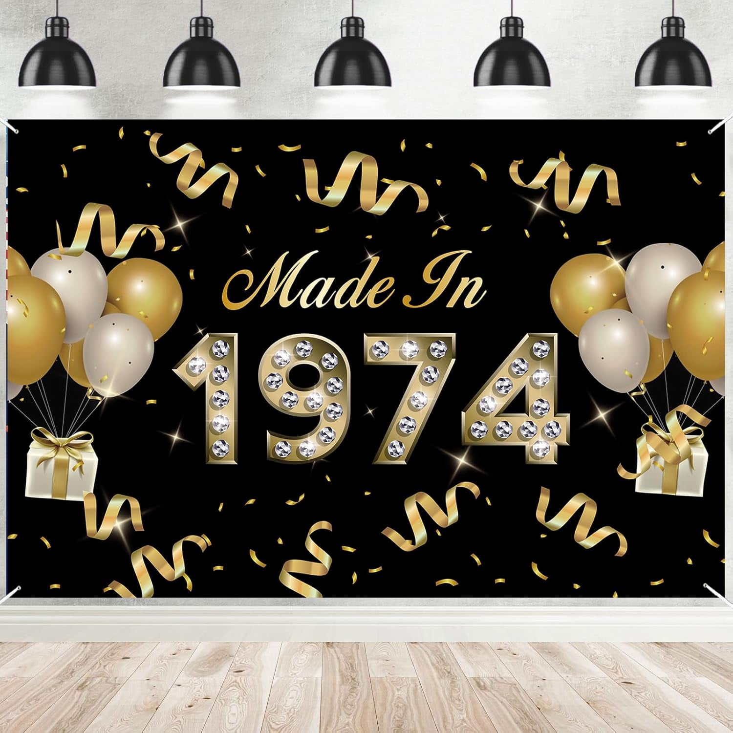Made in 1974 Birthday Banner Backdrop, Cheer to 50 Years Happy Birthday ...