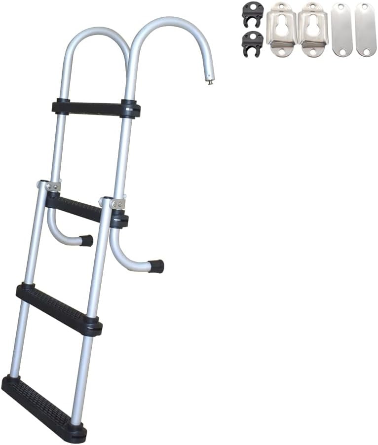 Made 4-Step Aluminum Folding Boat Ladder - Sturdy Aluminum Marine ...