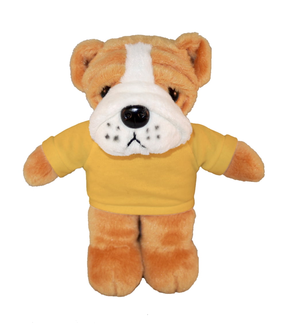 Made by Aliens Personalized Floppy Bulldog with Yellow Tee Stuffed ...