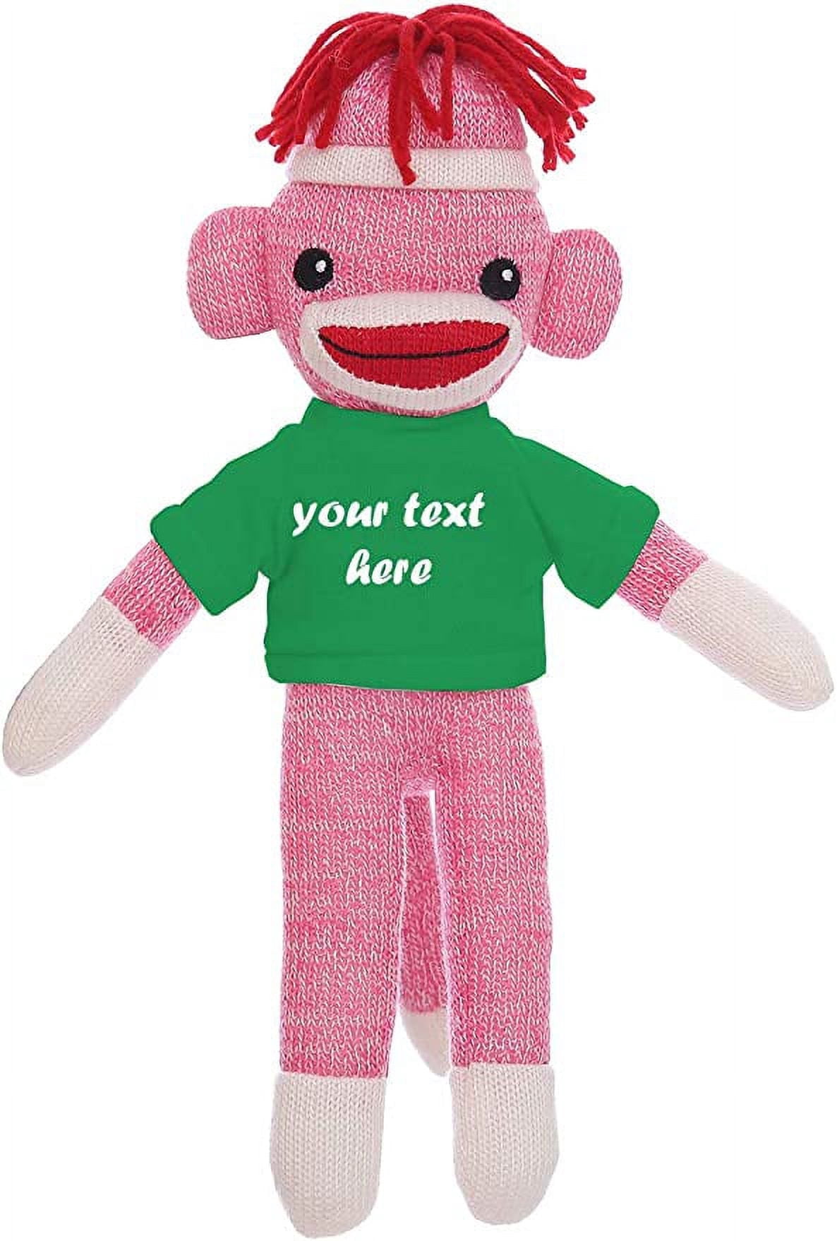Made By Aliens Personalized Huggable Pink Sock Monkey 8 Inch Plush ...