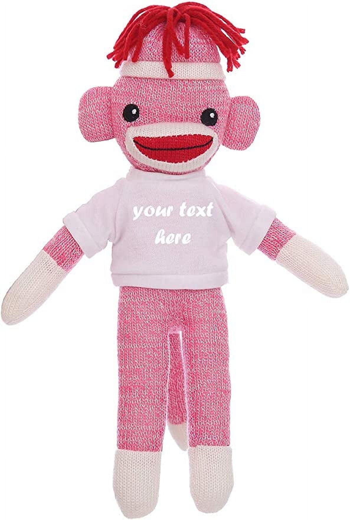 Made By Aliens Huggable Personalized Pink Sock Monkey 8 Inch - Plush ...