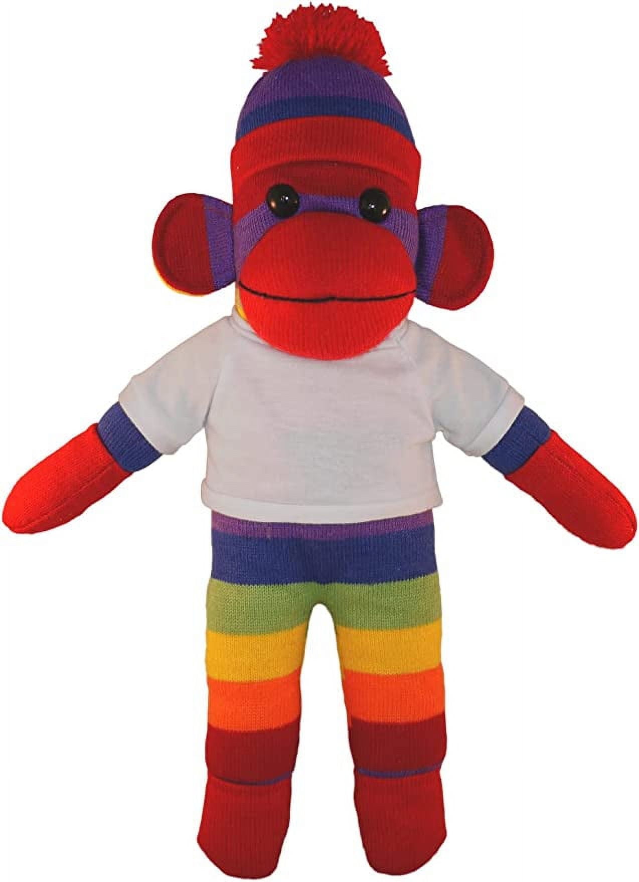 Made by Aliens 10 Inch Rainbow Sock Monkey with Tee Plush Stuffed ...