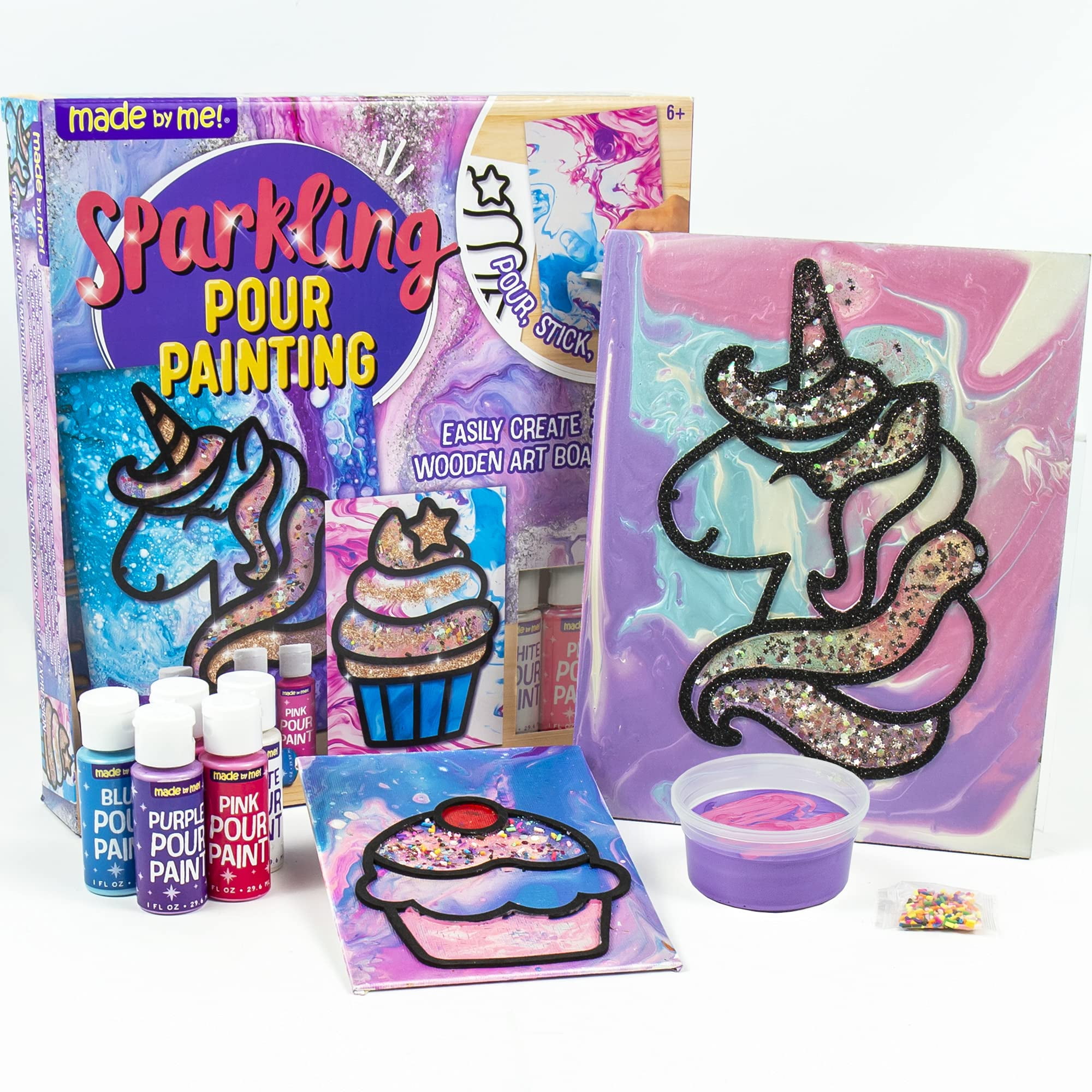 Made By Me Sparkling Pour Painting Set, 14-Piece Paint Set, Pour ...
