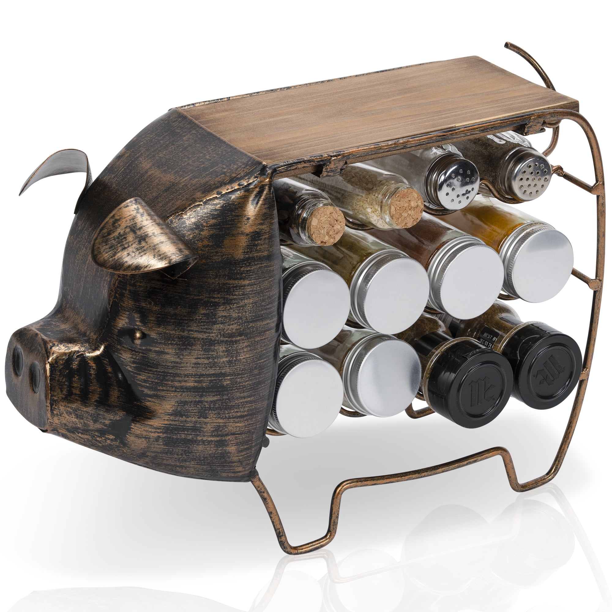 Made Easy Kit Seasoning and Spice Jar Rack Organizer - Metal and Wood ...