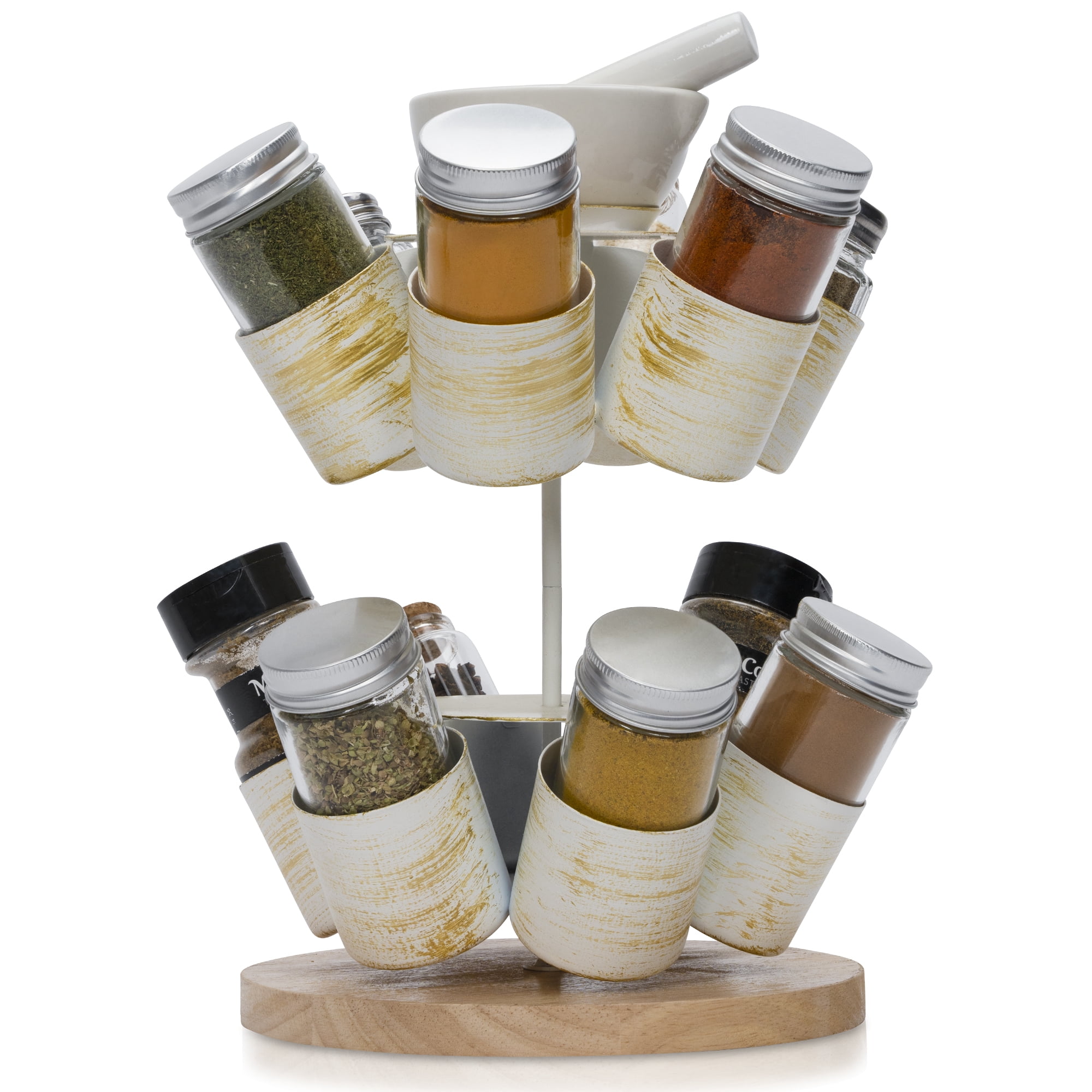 Made Easy Kit Spice and Seasoning Jar Carousel Organizer with Pestle ...