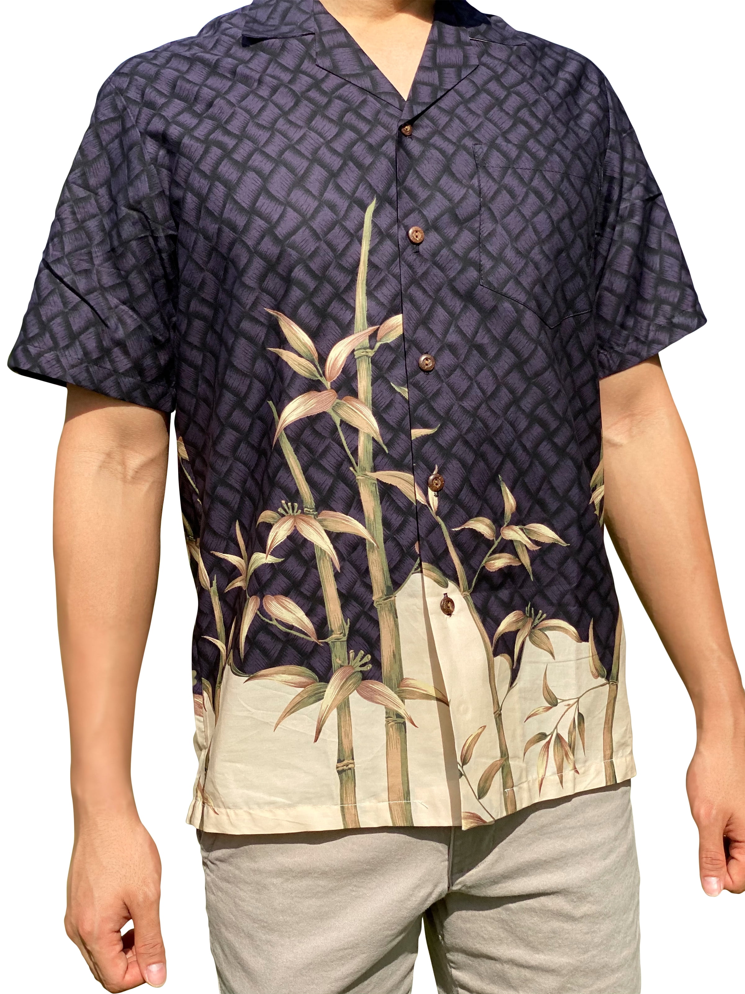 Made in Hawaii, 100% Rayon, 2 Tone Bamboo, Men's Aloha Shirt, Luau ...