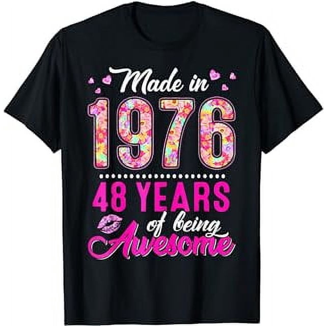 Made In 1976 Floral 48 Year Old Vintage 48Th Birthday Party T-Shirt - Walmart.com