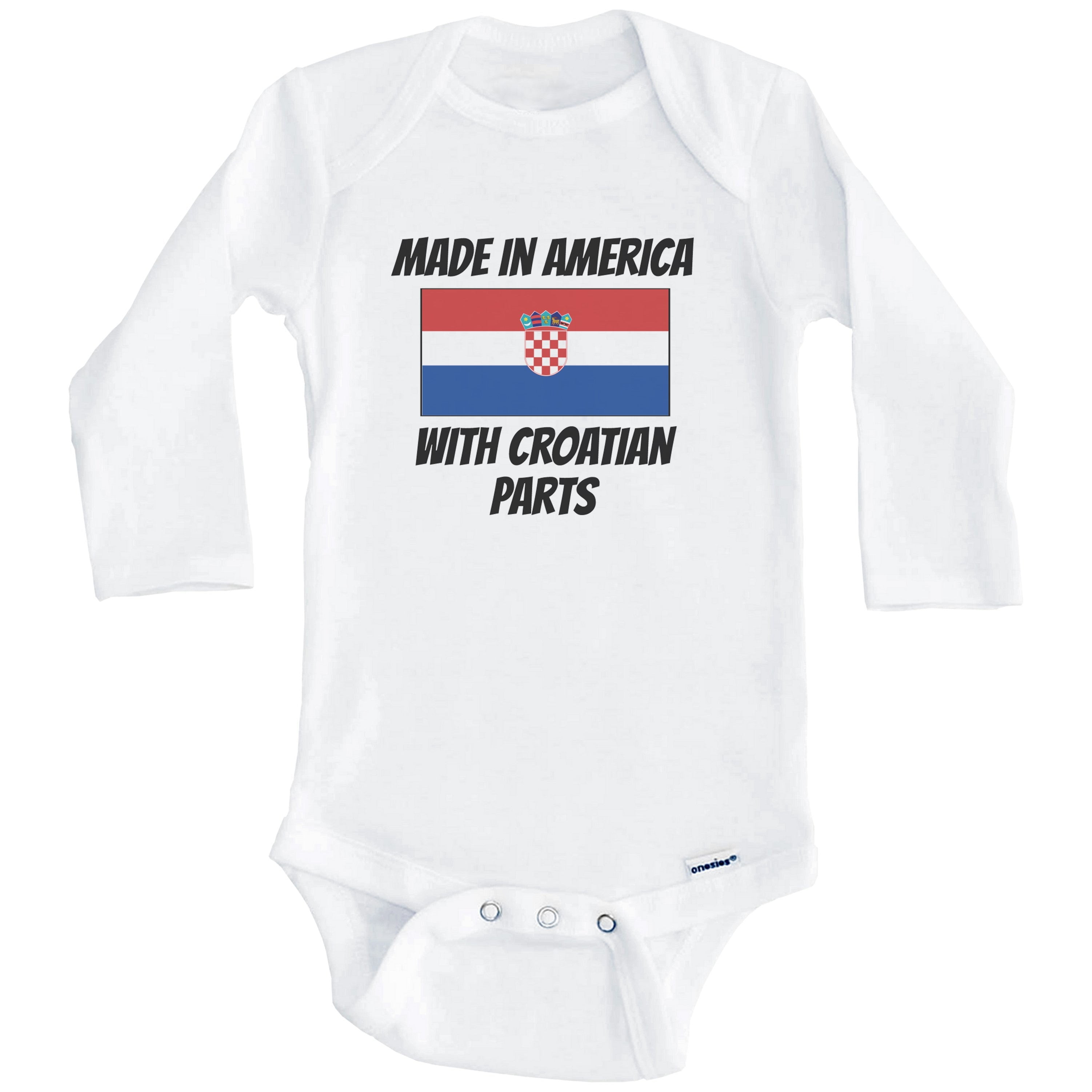 Made In America With Croatian Parts Croatia Flag Funny One Piece Baby ...