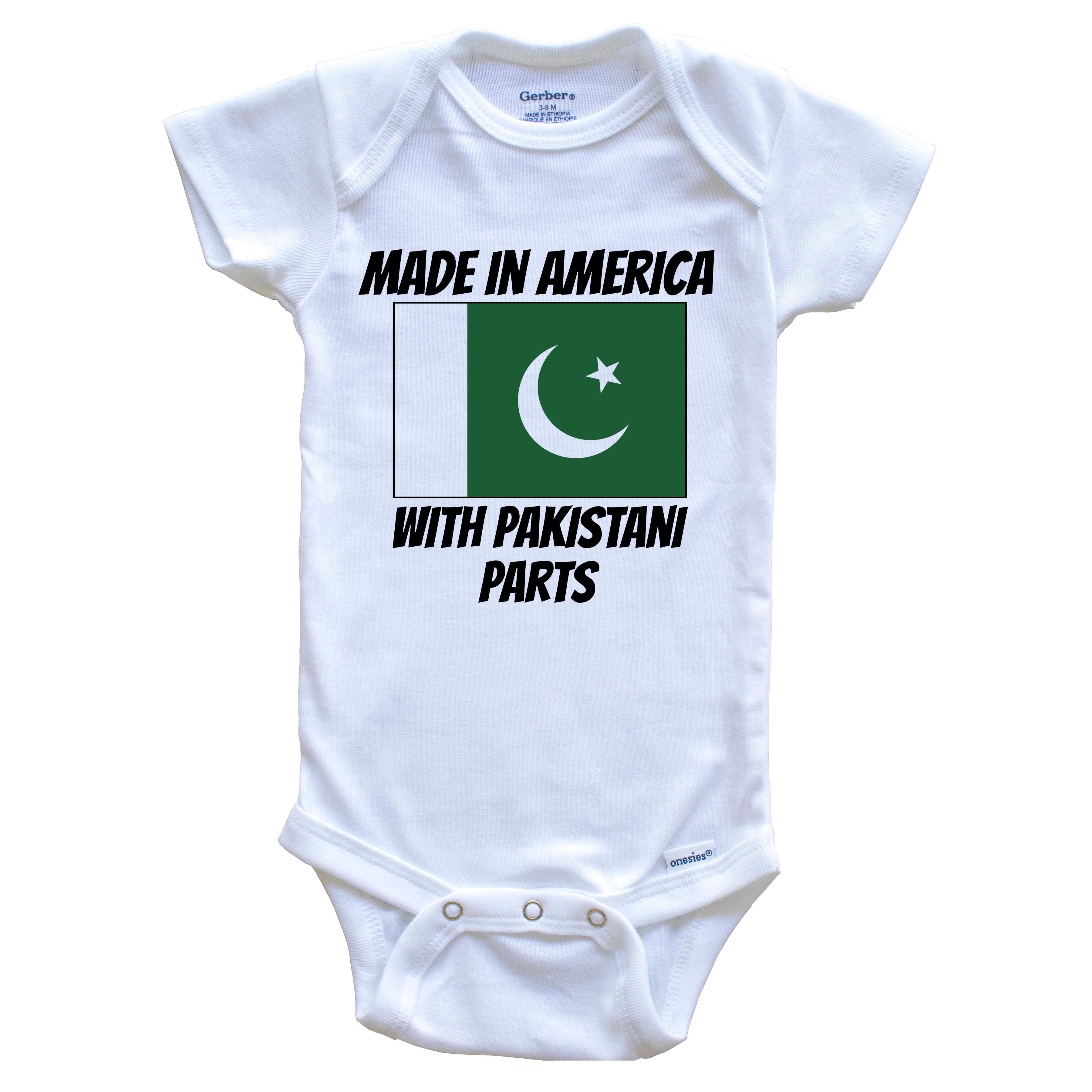 Made In America With Pakistani Parts Pakistan Flag Funny Baby Bodysuit ...