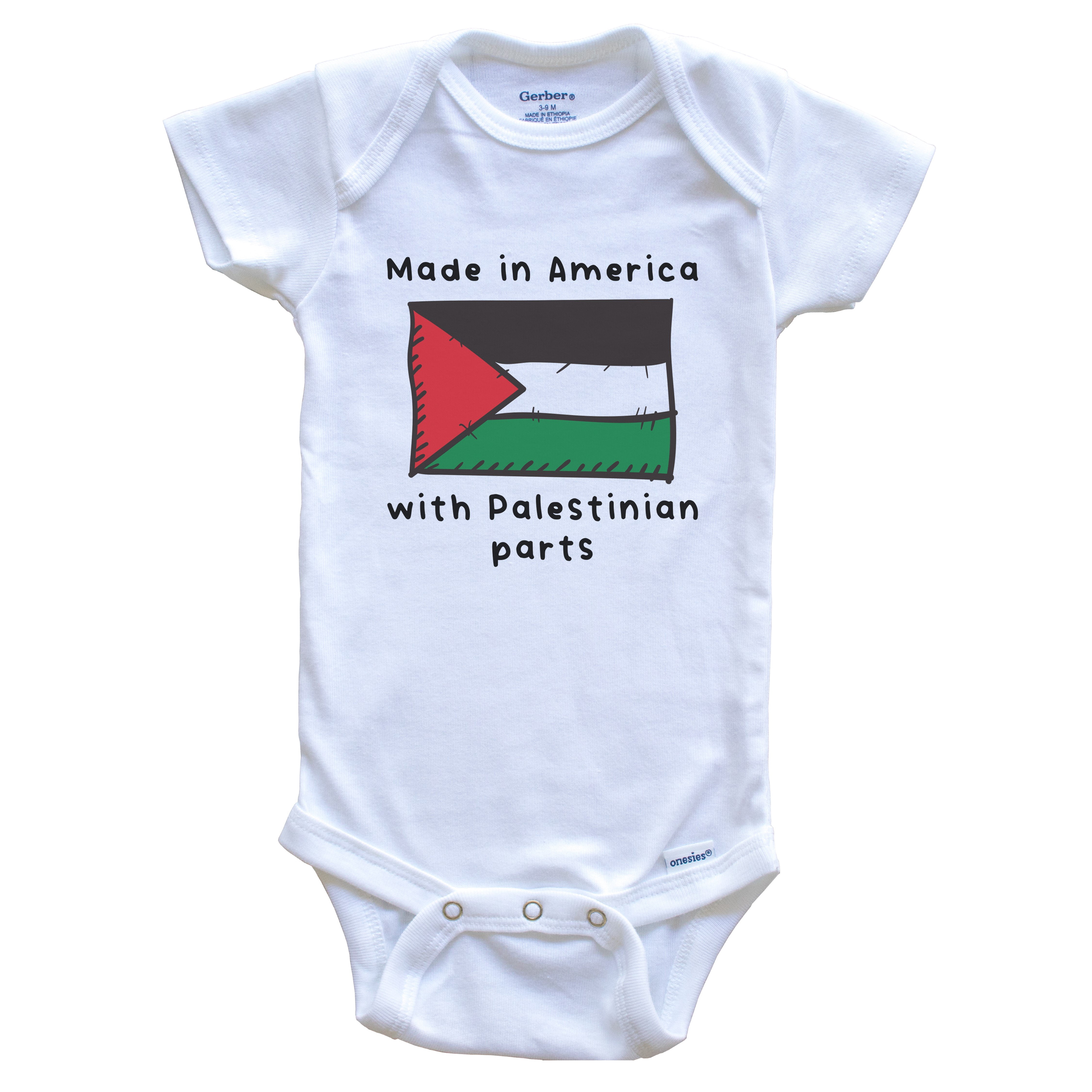 Made In America With Palestinian Parts Palestine Flag Baby Bodysuit ...
