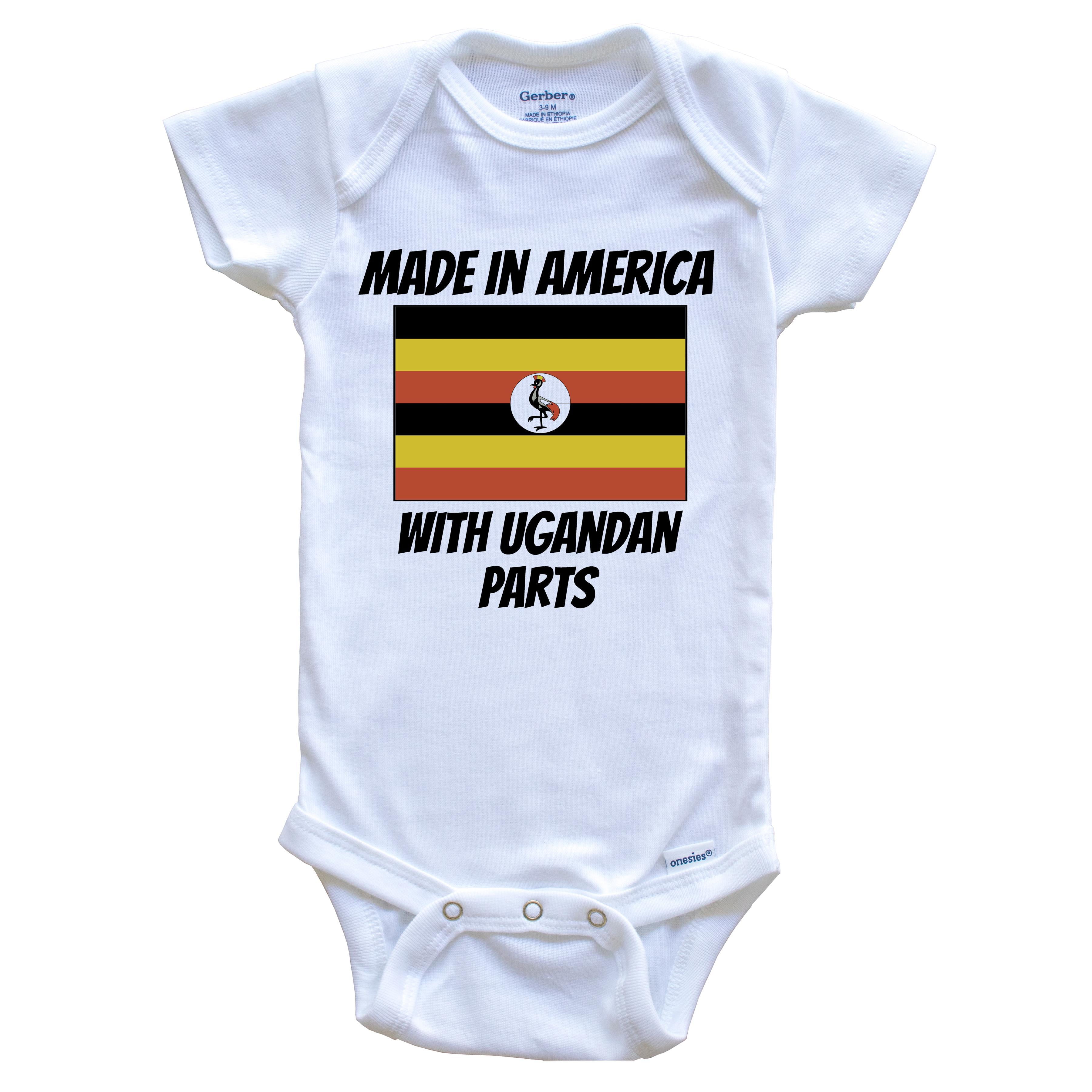 Made In America With Ugandan Parts Uganda Flag Funny Baby Bodysuit ...