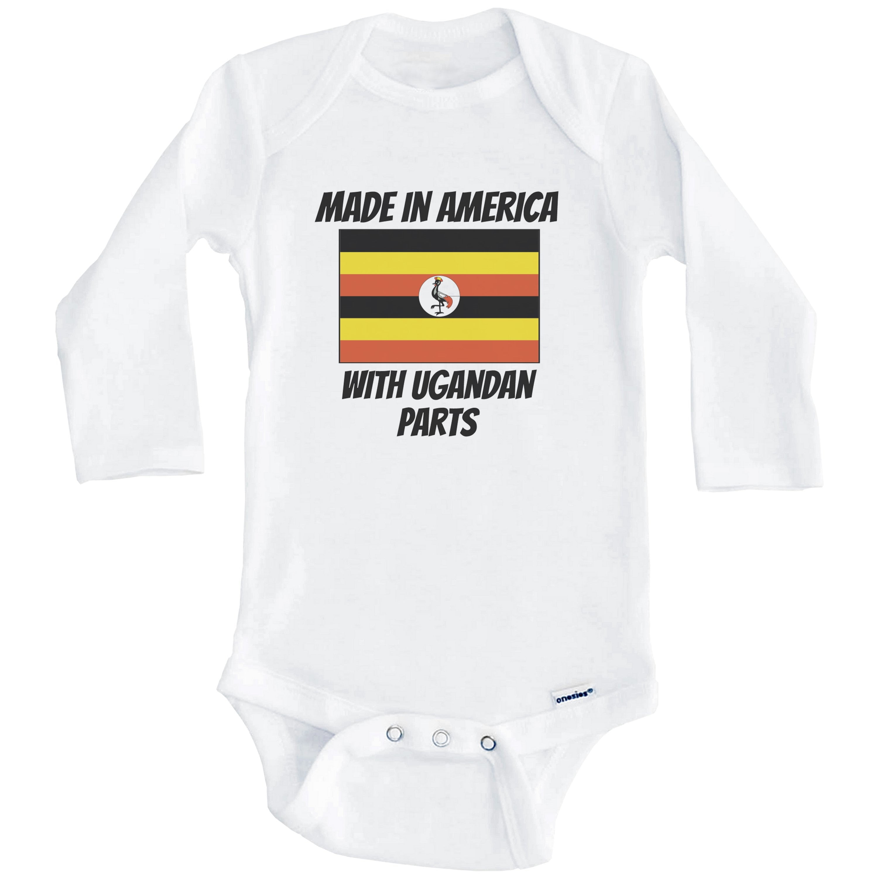 Made In America With Ugandan Parts Uganda Flag Funny One Piece Baby ...