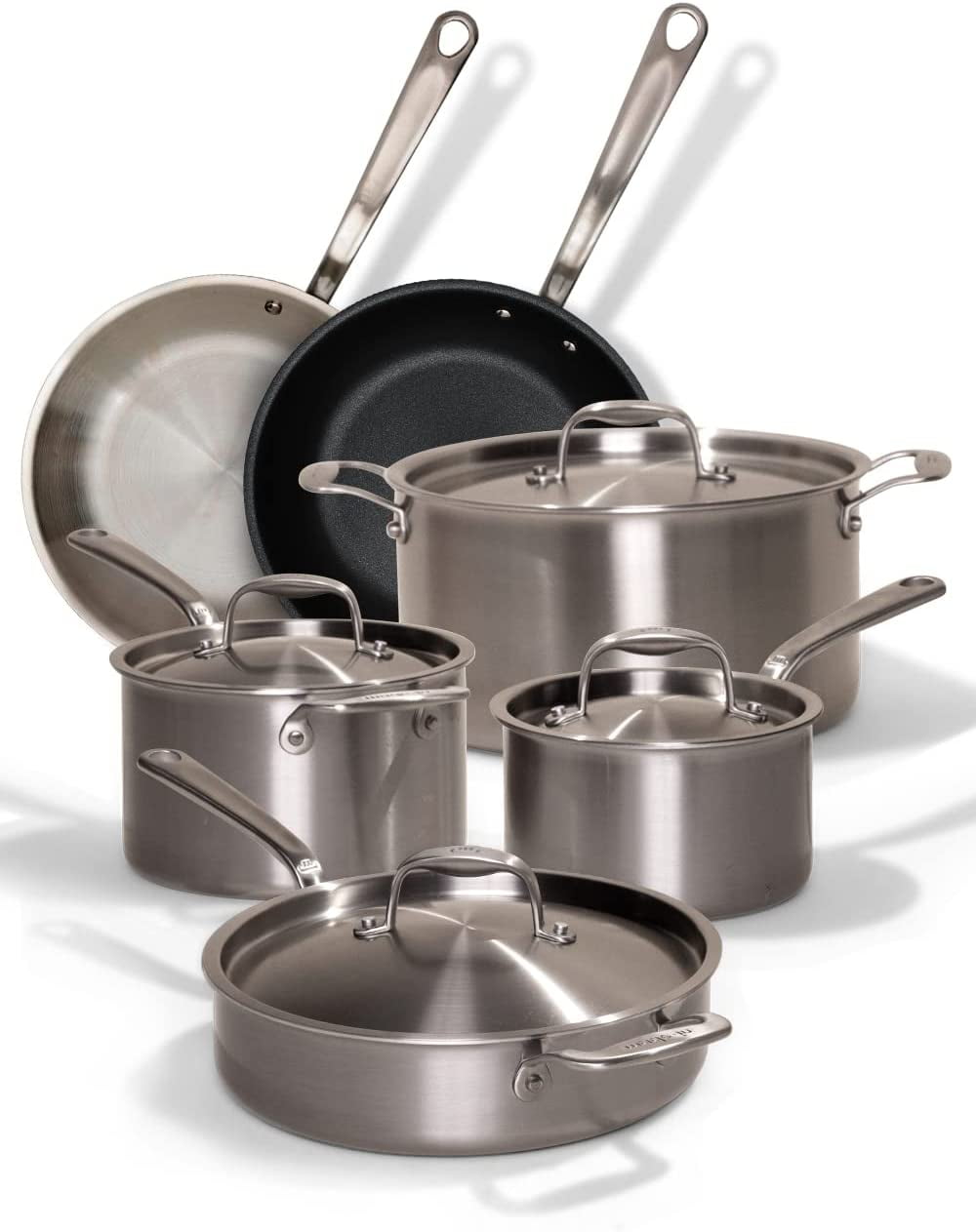 Made In Cookware - 10 Pc Stainless Steel Pot Pan Set - 5 Ply Stainless ...