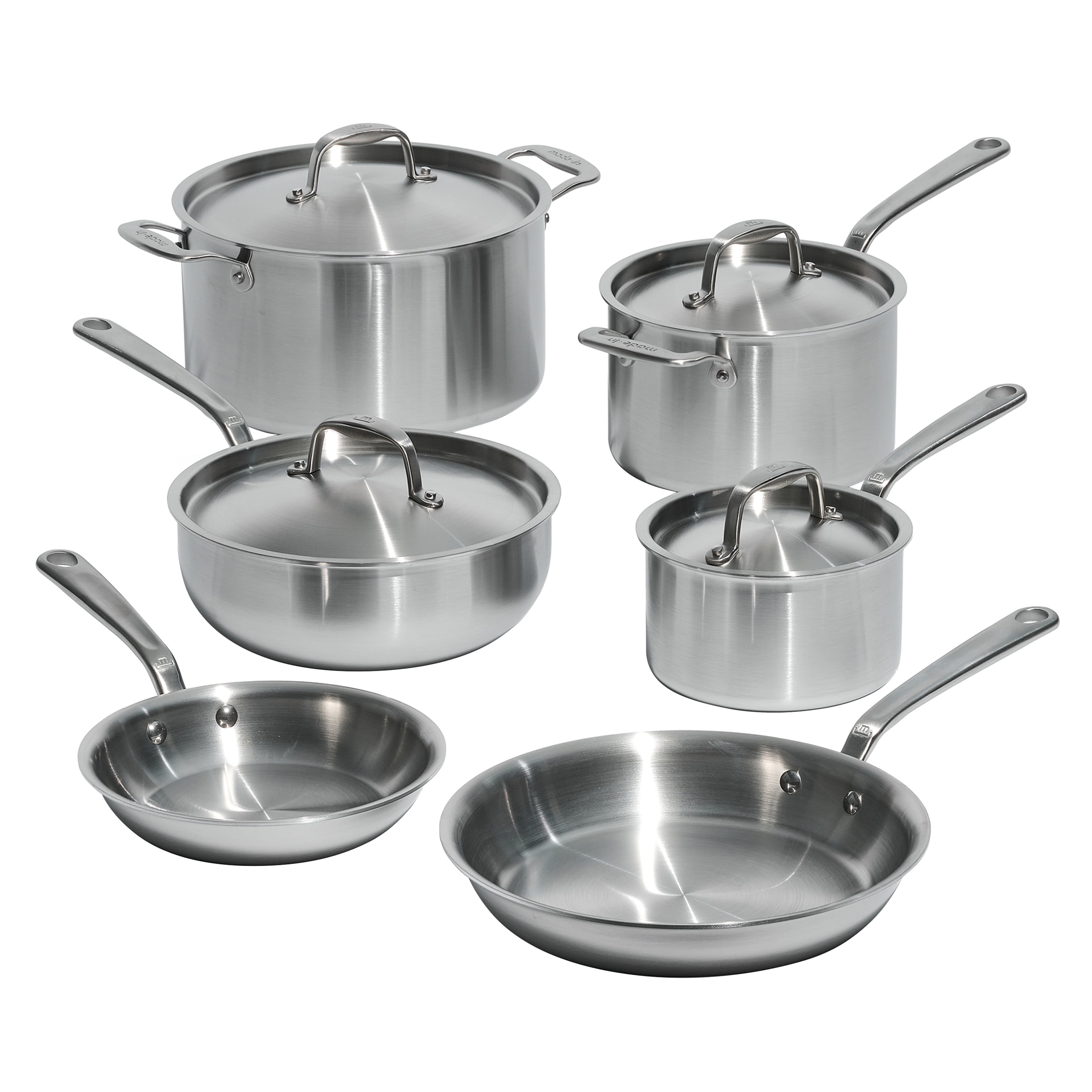Made In Cookware - 10 Pc Stainless Steel Pot & Pan Set - 5 Ply Clad ...