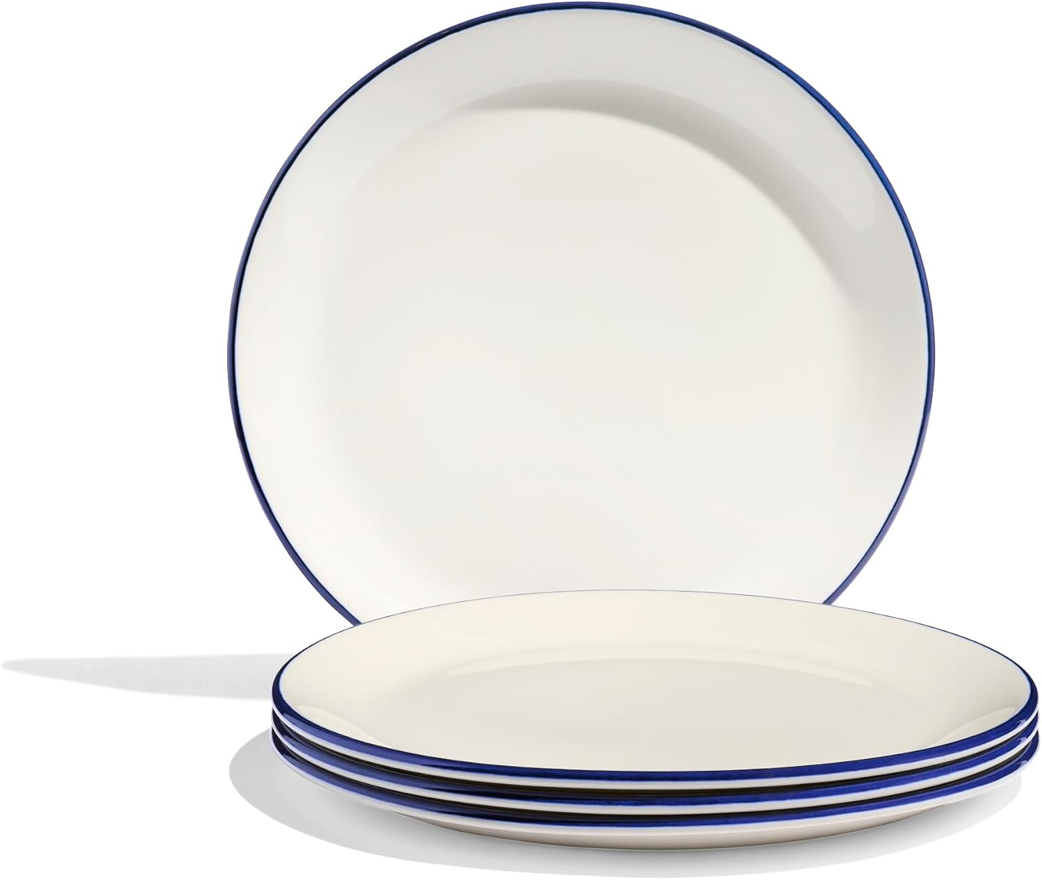 Made In Cookware - 11" Dinner Plates - Set of 4 - White With Navy Blue ...