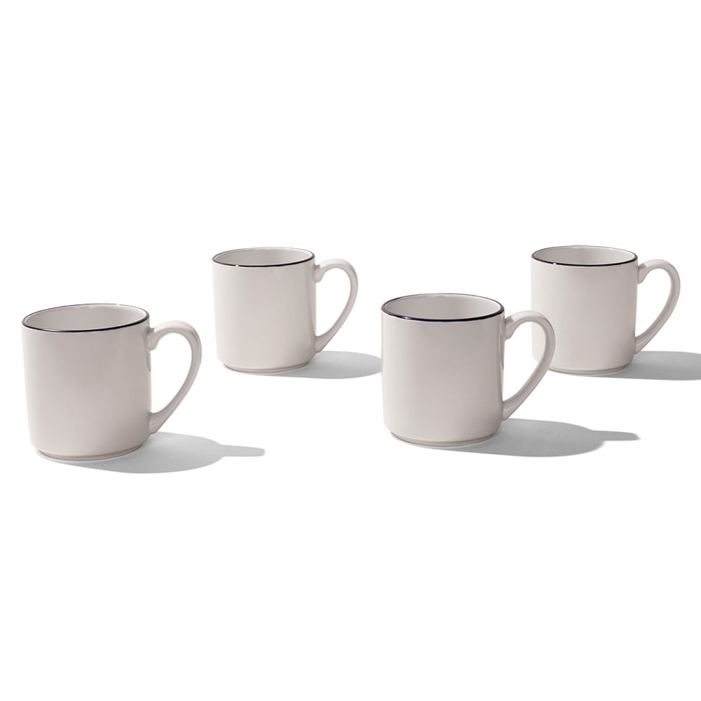 Made In Cookware - Set of 4 - Coffee Mug Set - 12 oz - White With Black ...