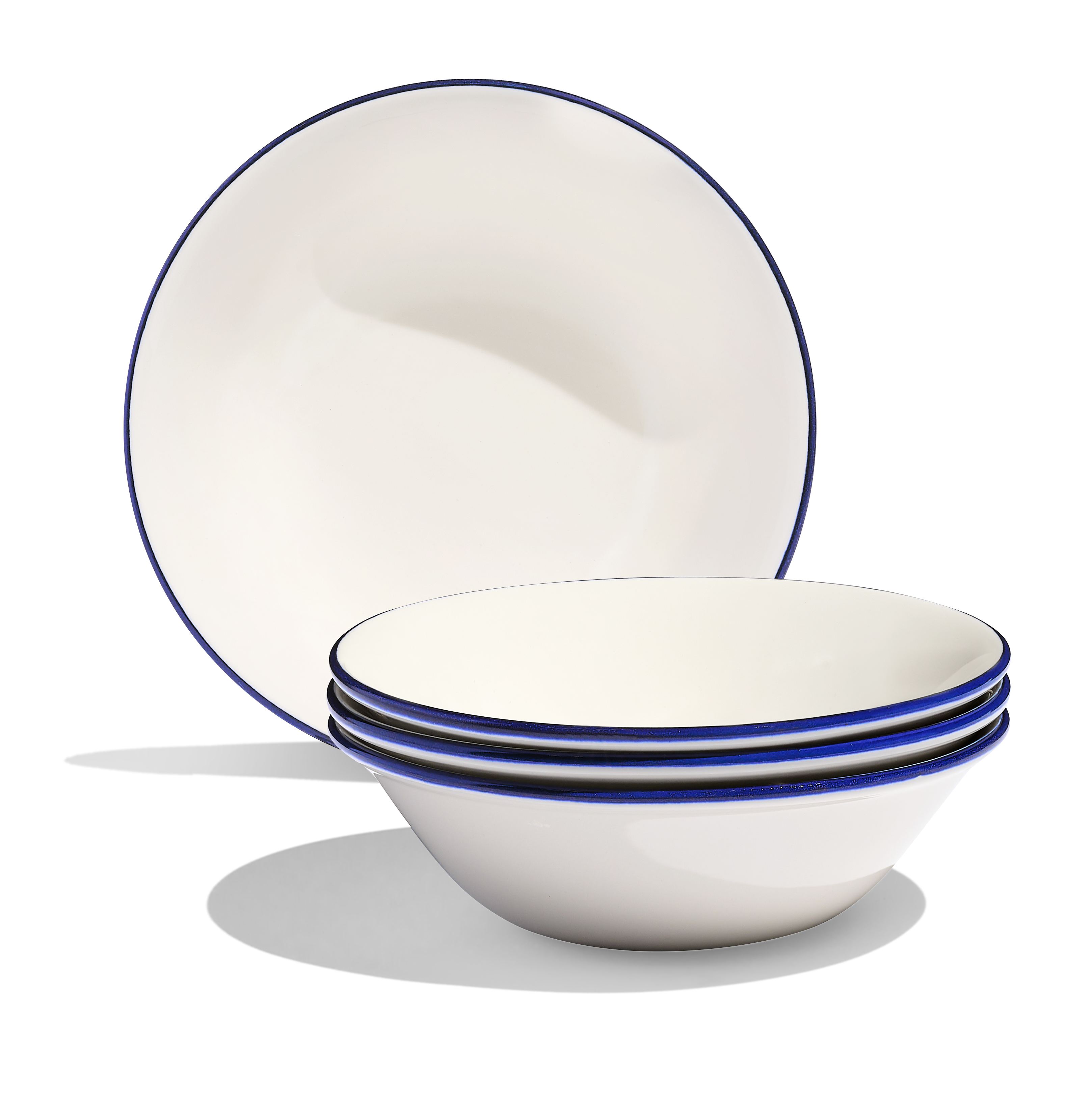 Made In Cookware - Set of 4 - Side Bowls - White With Navy Rim ...