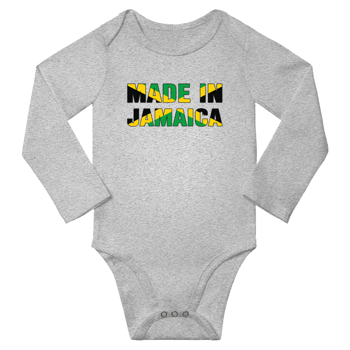 Made In Jamaica Baby Long Sleeve Bodysuit Clothes (Gray, 18 Months ...