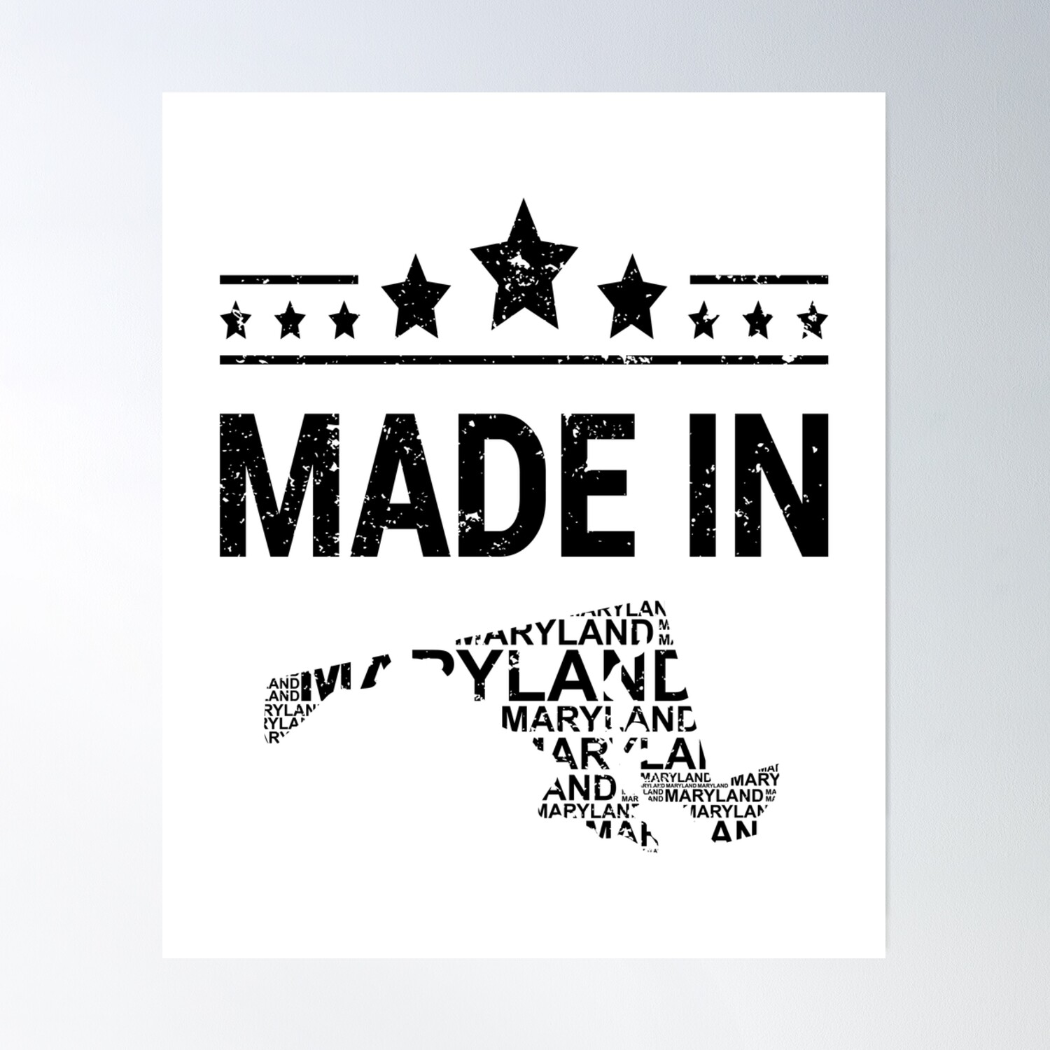 Made In.Maryland Poster Wall Art, Modern Wall Decor, 8x12 UNFRAMED ...