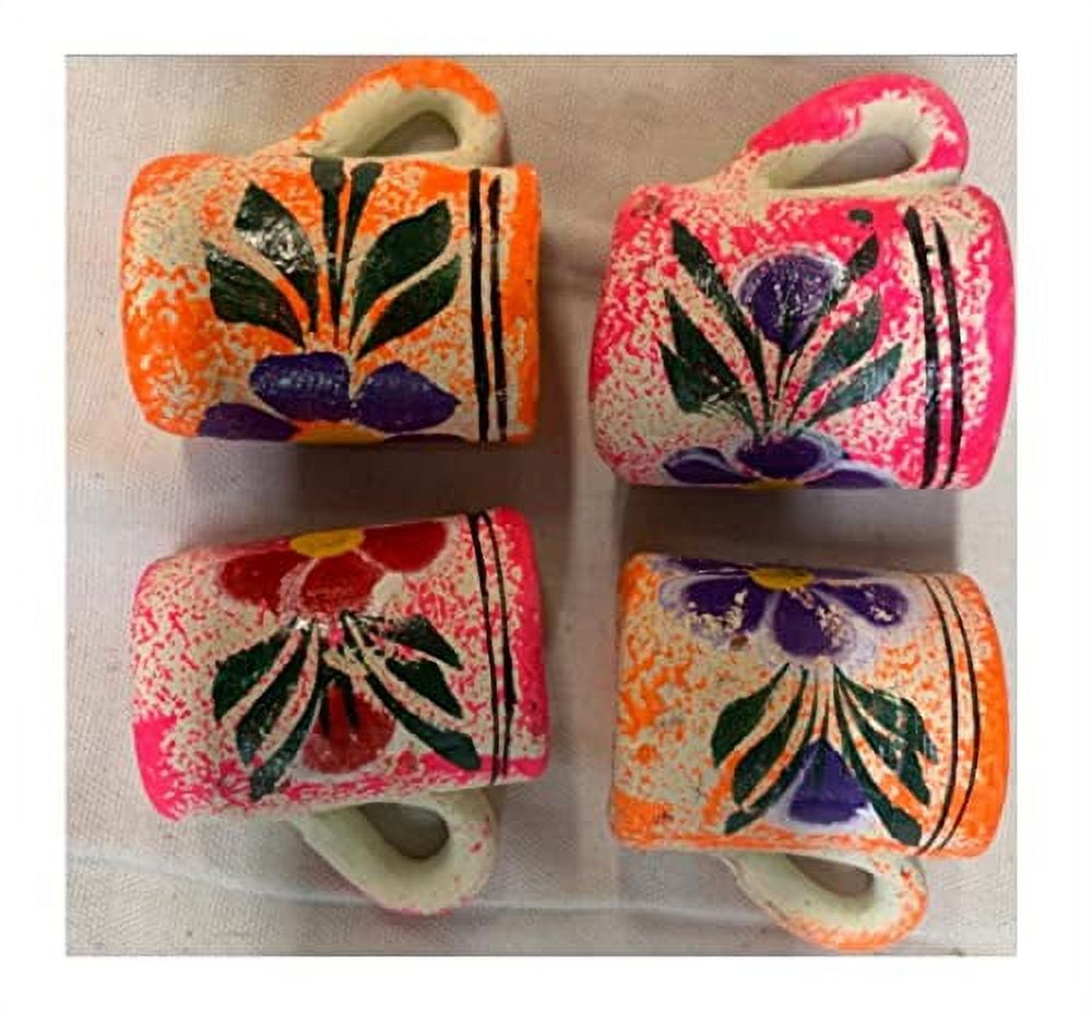 Made In Mexico Hand Painted Pottery Barro Clay Tequila Shots Glasses ...