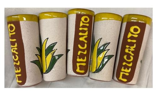 Made In Mexico Hand Painted Pottery Barro Clay Tequila Shots Glasses ...