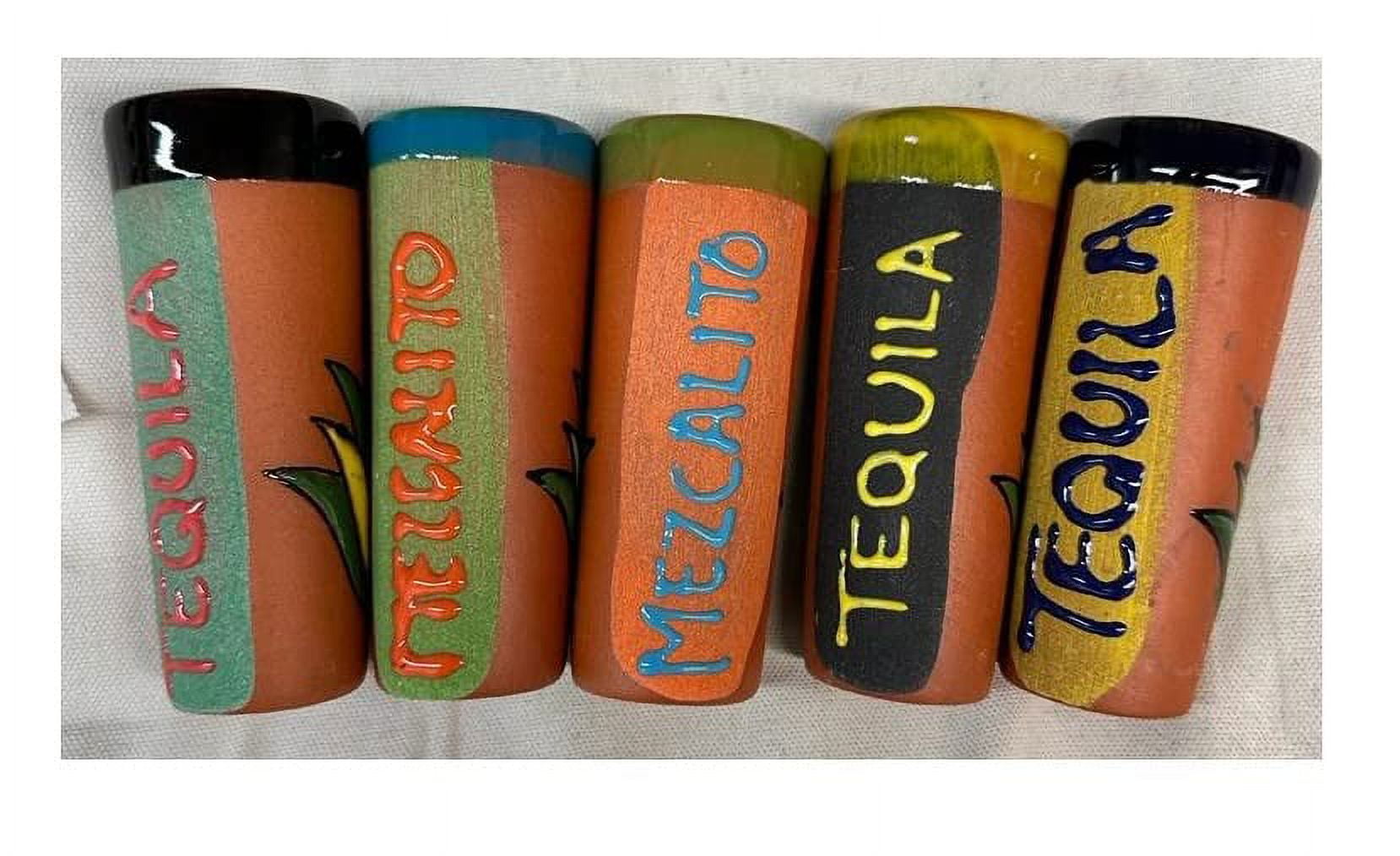 Made In Mexico Hand Painted Pottery Barro Clay Tequila Shots Glasses ...