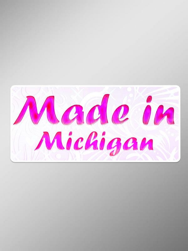 Made In Michigan Fancy Pink Font Vinyl Decals Stickers ( Two Pack ...