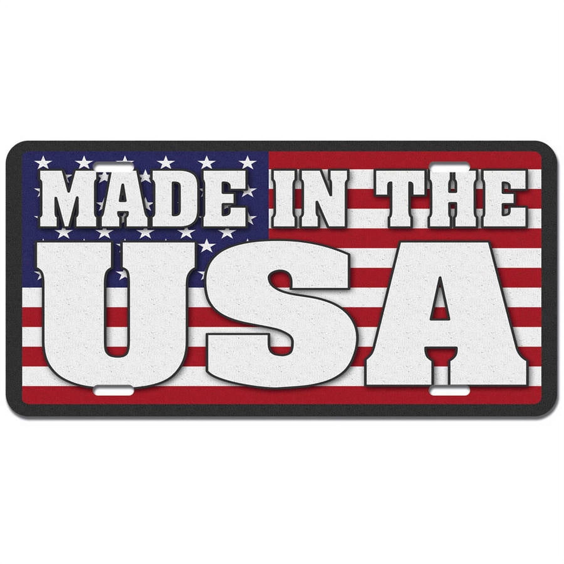 Made In The USA With American Flag Stars and Stripes Novelty Metal ...