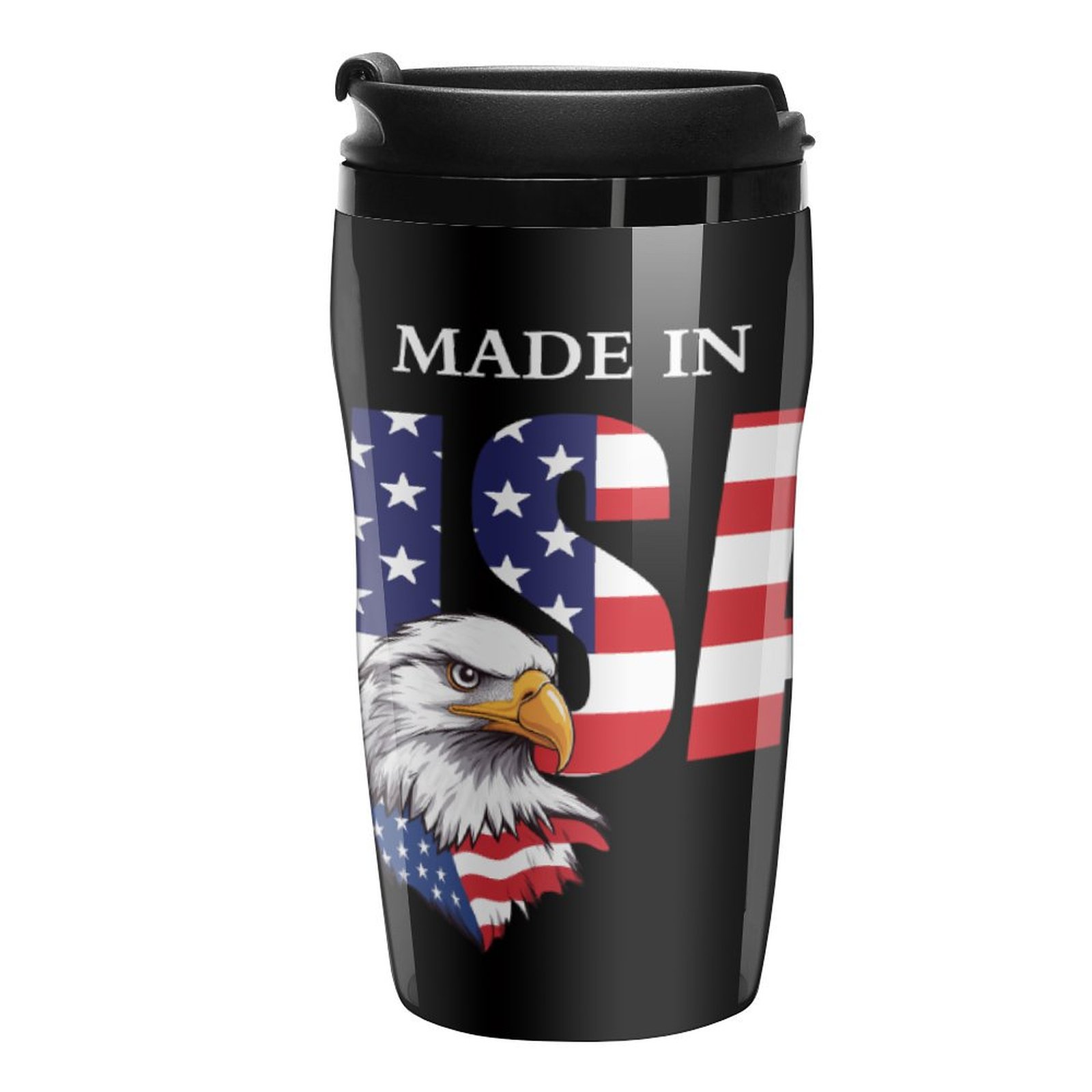 Made In USA American Flag Bald Eagle Travel Coffee Tumbler Reusable Cup ...