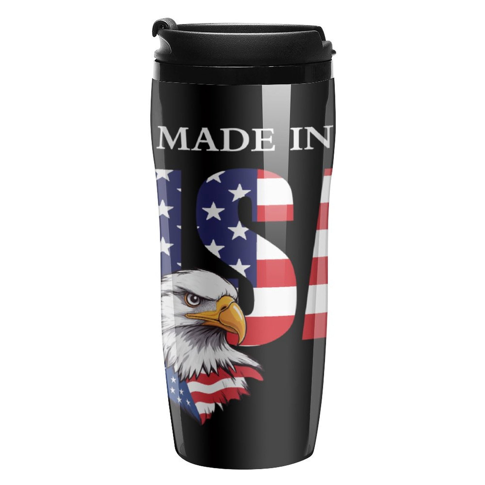 Made In USA American Flag Bald Eagle Travel Coffee Tumbler Reusable Cup ...