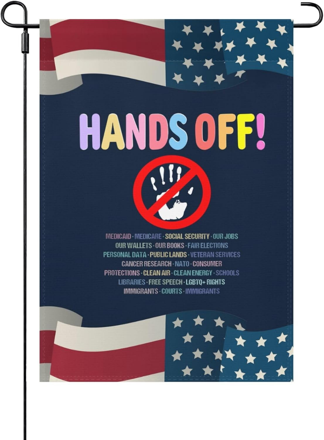 Made In USA Hands Off Protest Garden Flag Double Sided Humorous Funny ...